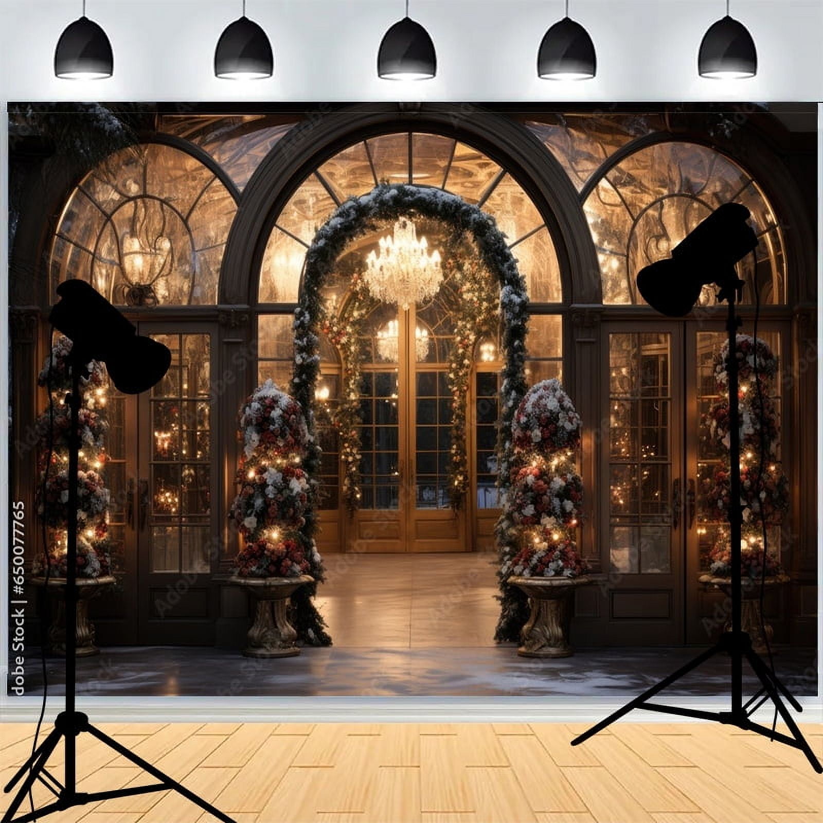 Front Door Window Christmas Day Wreach Photography Backdrops New Year ...