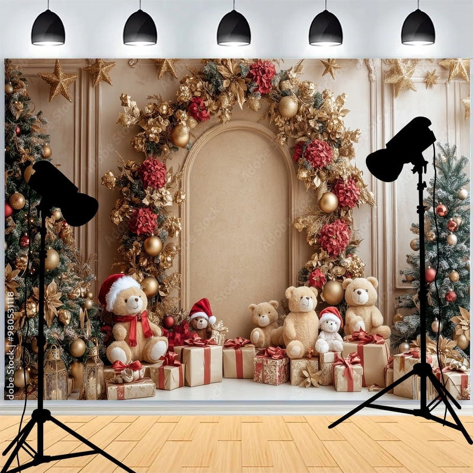 Front Door Window Christmas Day Wreach Photography Backdrops New Year ...