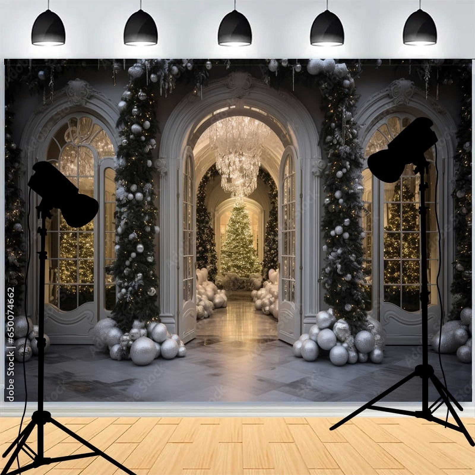 Front Door Window Christmas Day Wreach Photography Backdrops New Year ...
