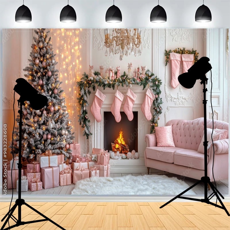 Front Door Window Christmas Day Wreach Photography Backdrops New Year ...