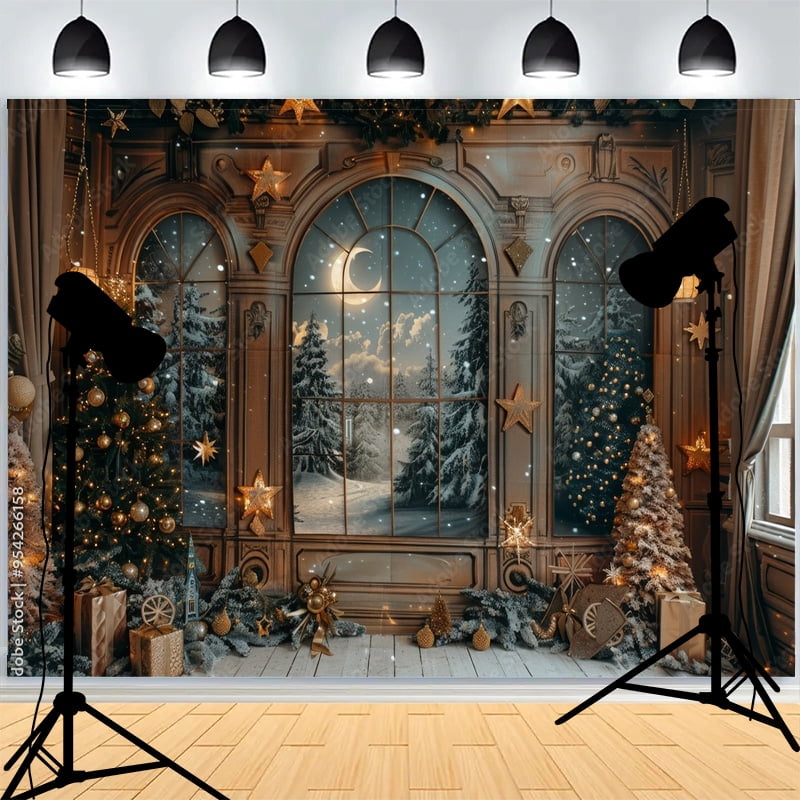 Front Door Window Christmas Day Wreach Photography Backdrops New Year ...