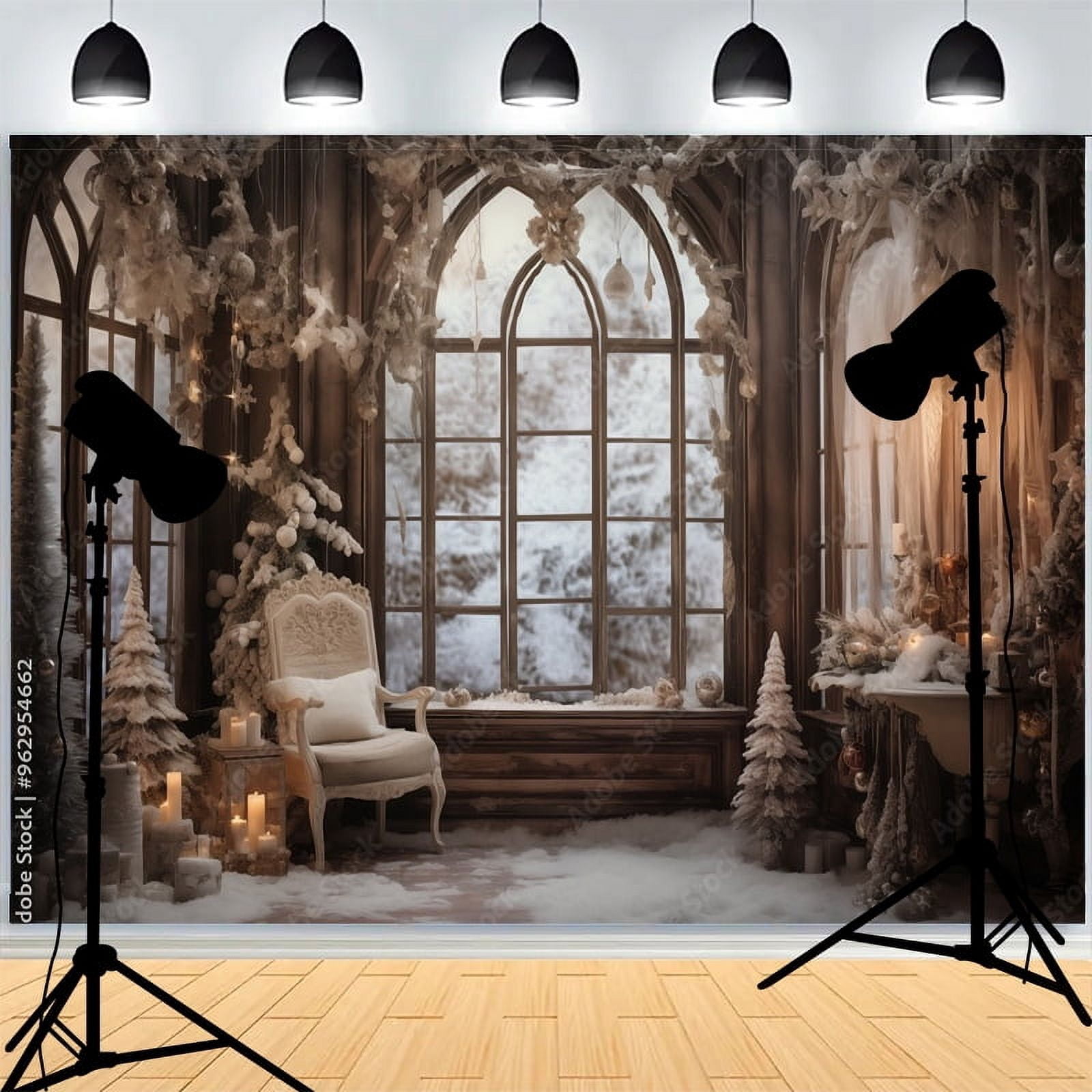 Front Door Window Christmas Day Wreach Photography Backdrops New Year ...