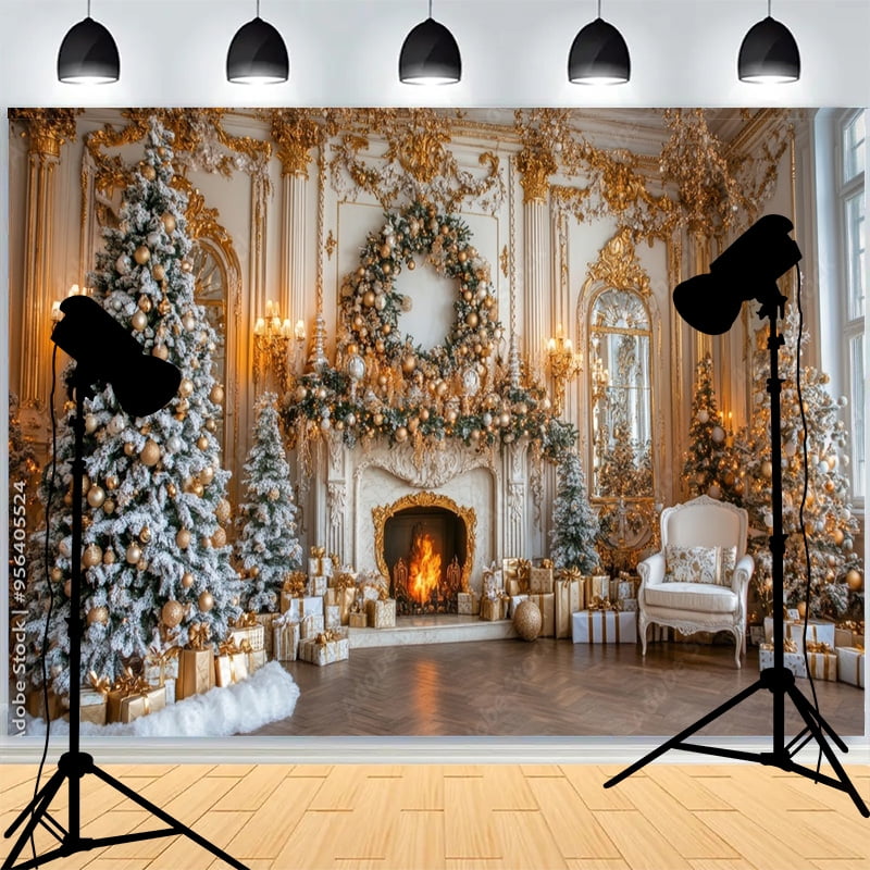 Front Door Window Christmas Day Wreach Photography Backdrops New Year ...