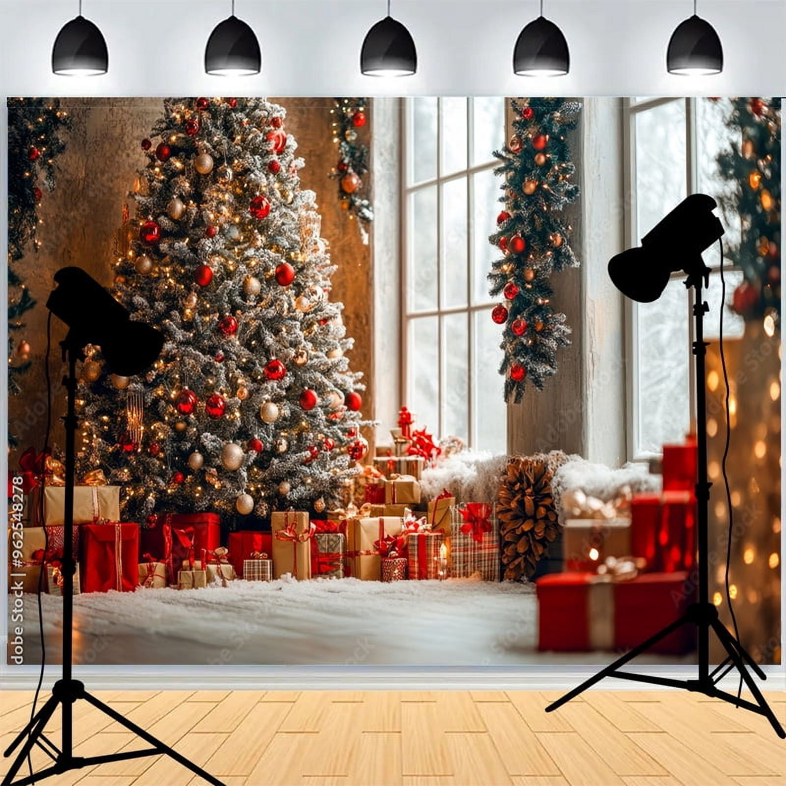 Front Door Window Christmas Day Wreach Photography Backdrops New Year ...