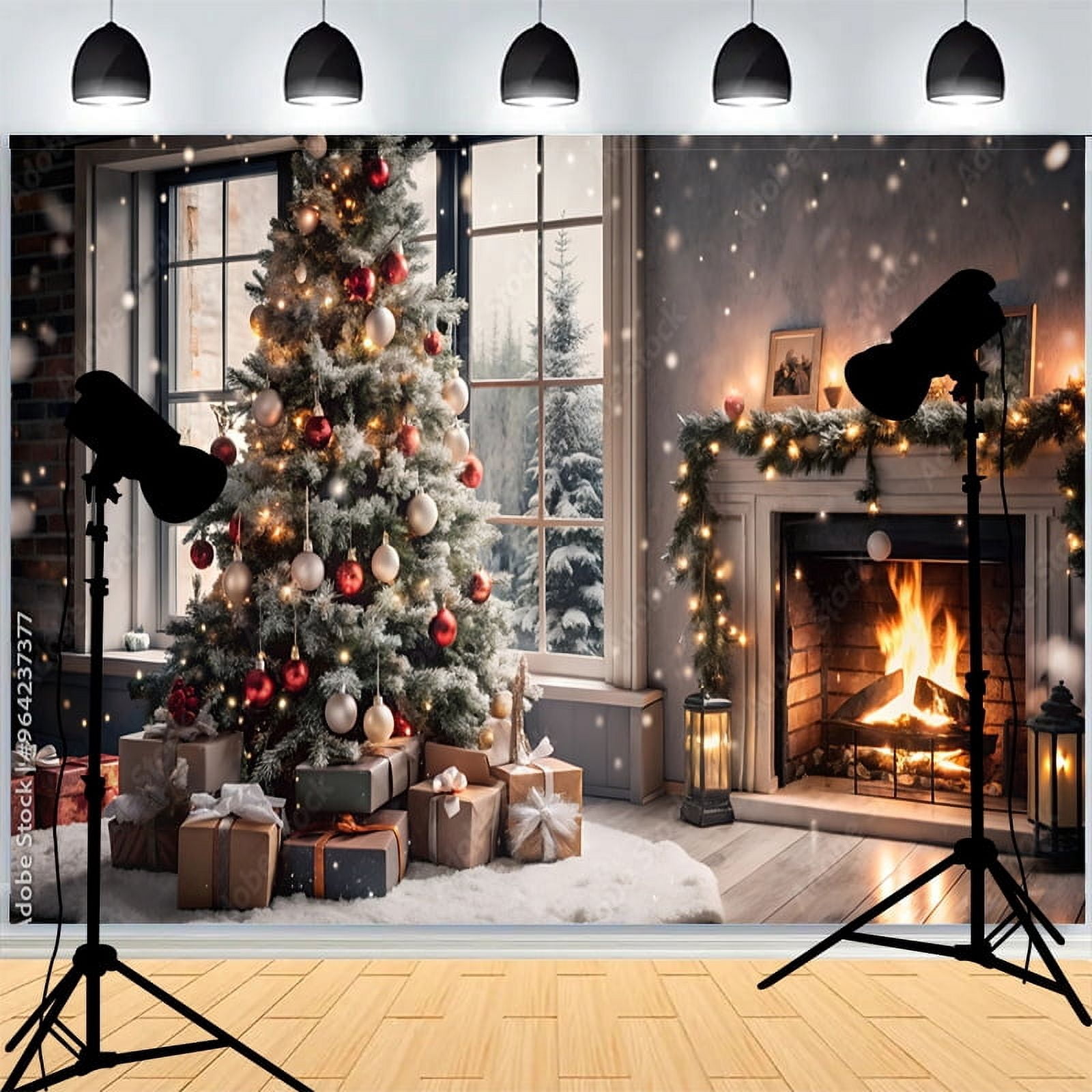 Front Door Window Christmas Day Wreach Photography Backdrops New Year ...