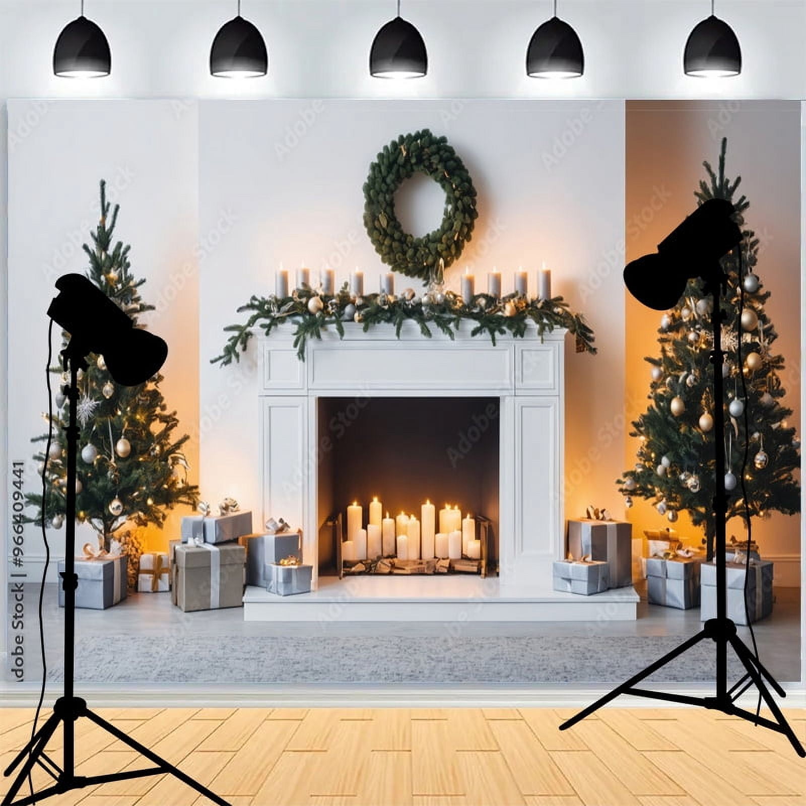 Front Door Window Christmas Day Wreach Photography Backdrops New Year ...