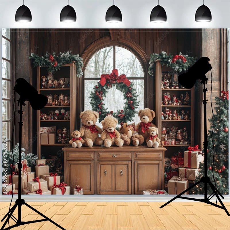 Front Door Window Christmas Day Wreach Photography Backdrops New Year ...