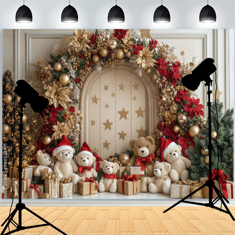 Front Door Window Christmas Day Wreach Photography Backdrops New Year ...