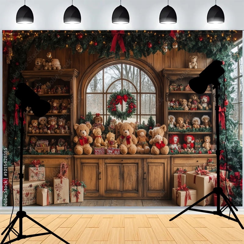 Front Door Window Christmas Day Wreach Photography Backdrops New Year ...