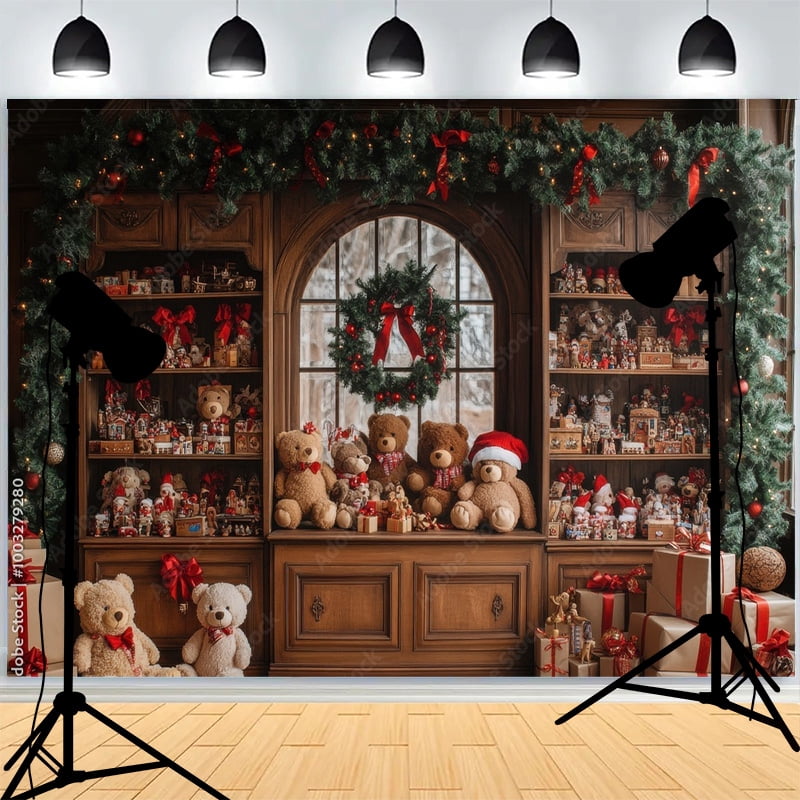 Front Door Window Christmas Day Wreach Photography Backdrops New Year ...
