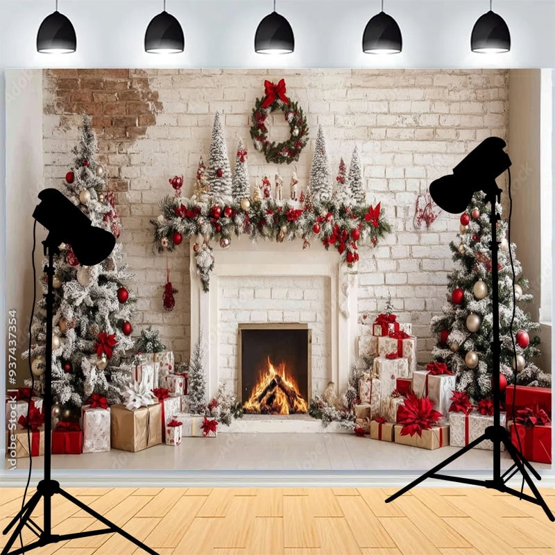Front Door Window Christmas Day Wreach Photography Backdrops New Year ...