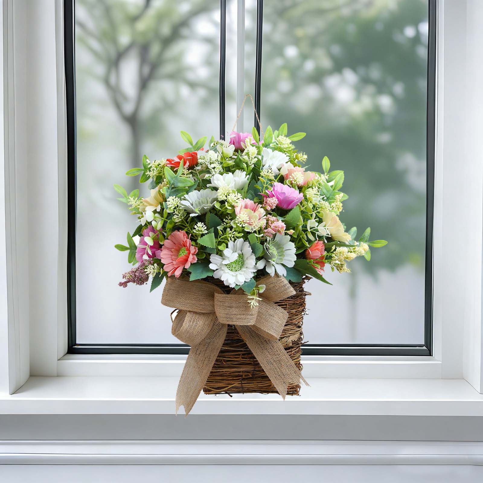 Front Door Wreath | Outdoor Flower Garland | Faux Tulip, Fern, Leaf ...