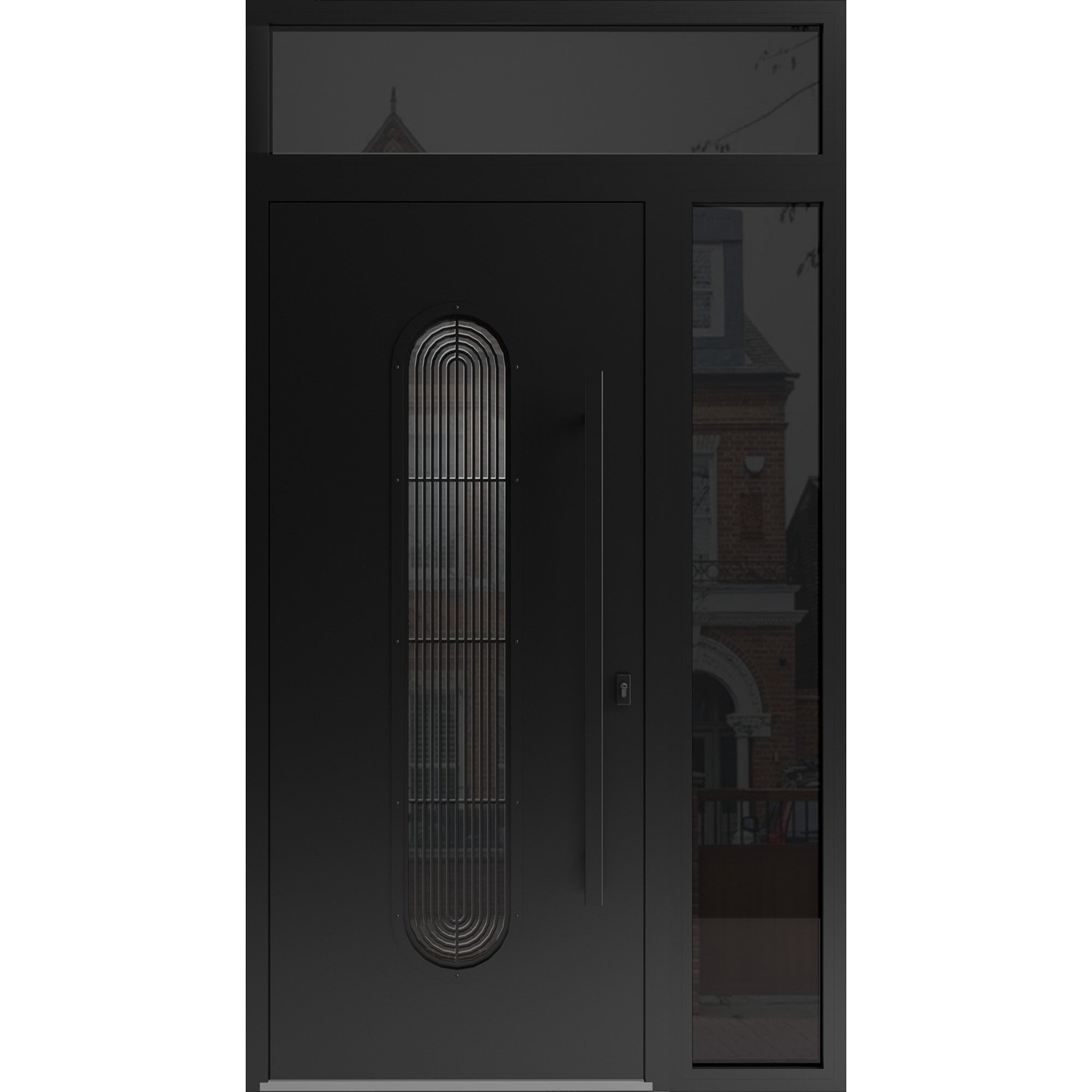 Front Exterior Aluminum Door Ronex 0521 Black Exterior White Interior ...