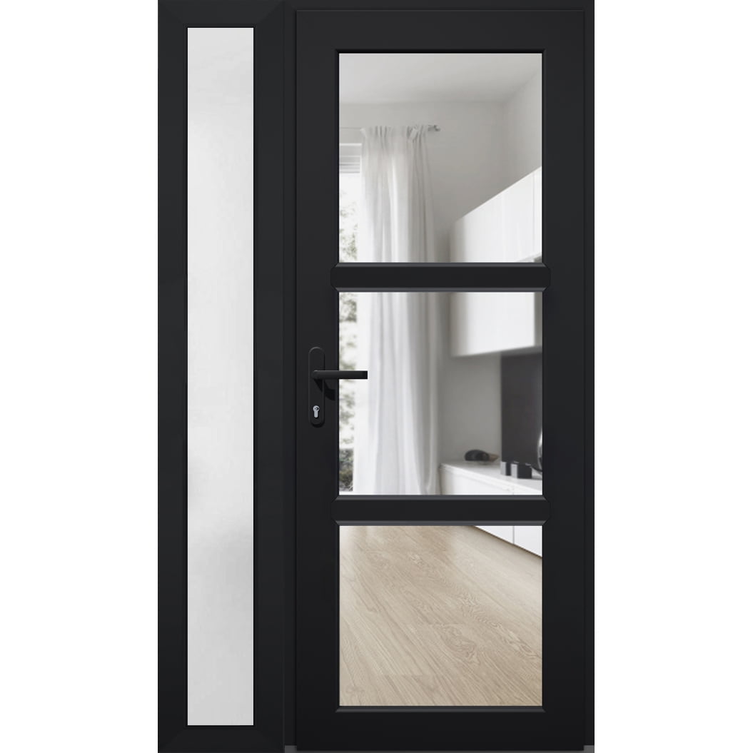 Front Exterior Prehung FiberGlass Door Clear Glass See-through / Manux ...
