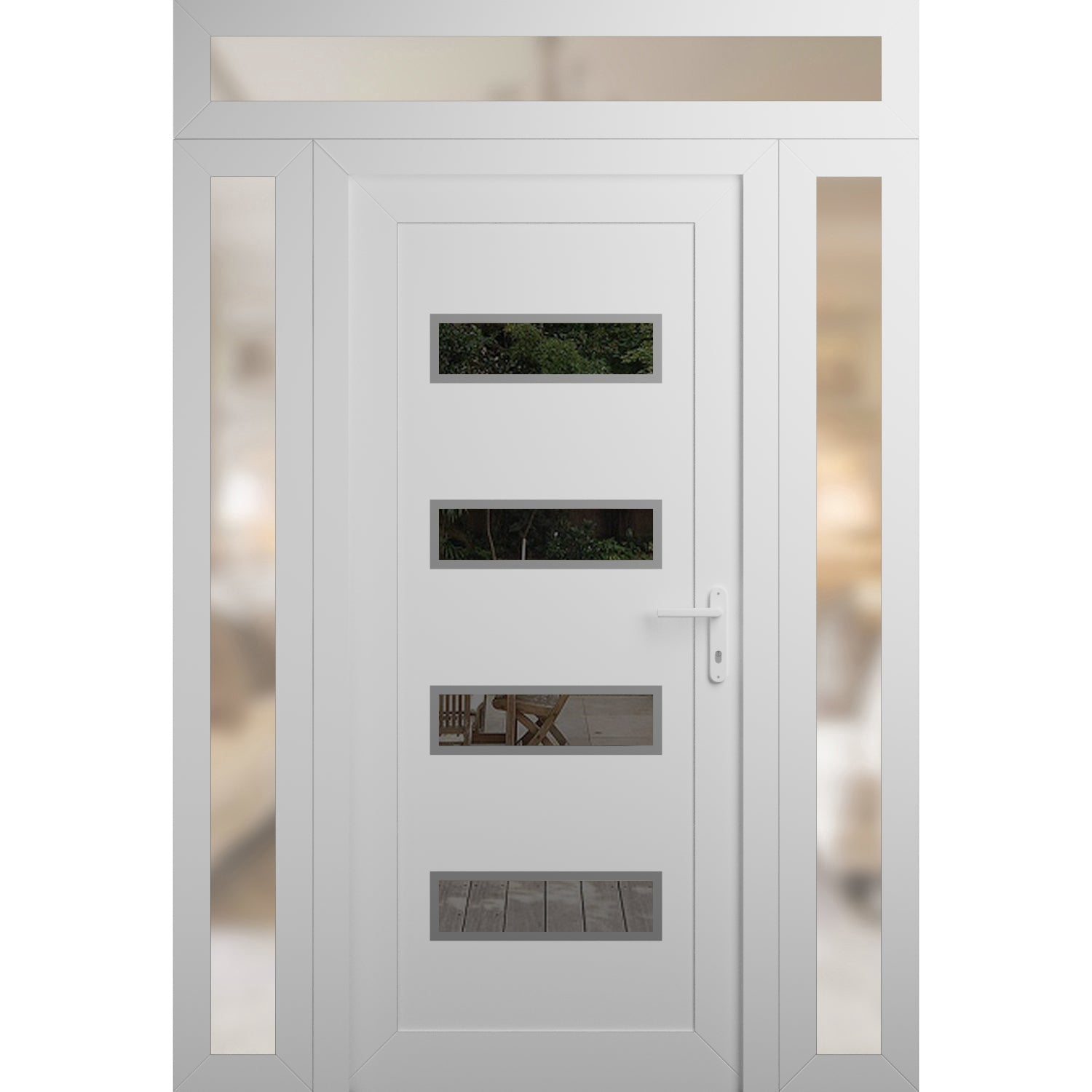 Front Exterior Prehung Metal-Plastic Door Frosted Glass | Manux 8113 ...