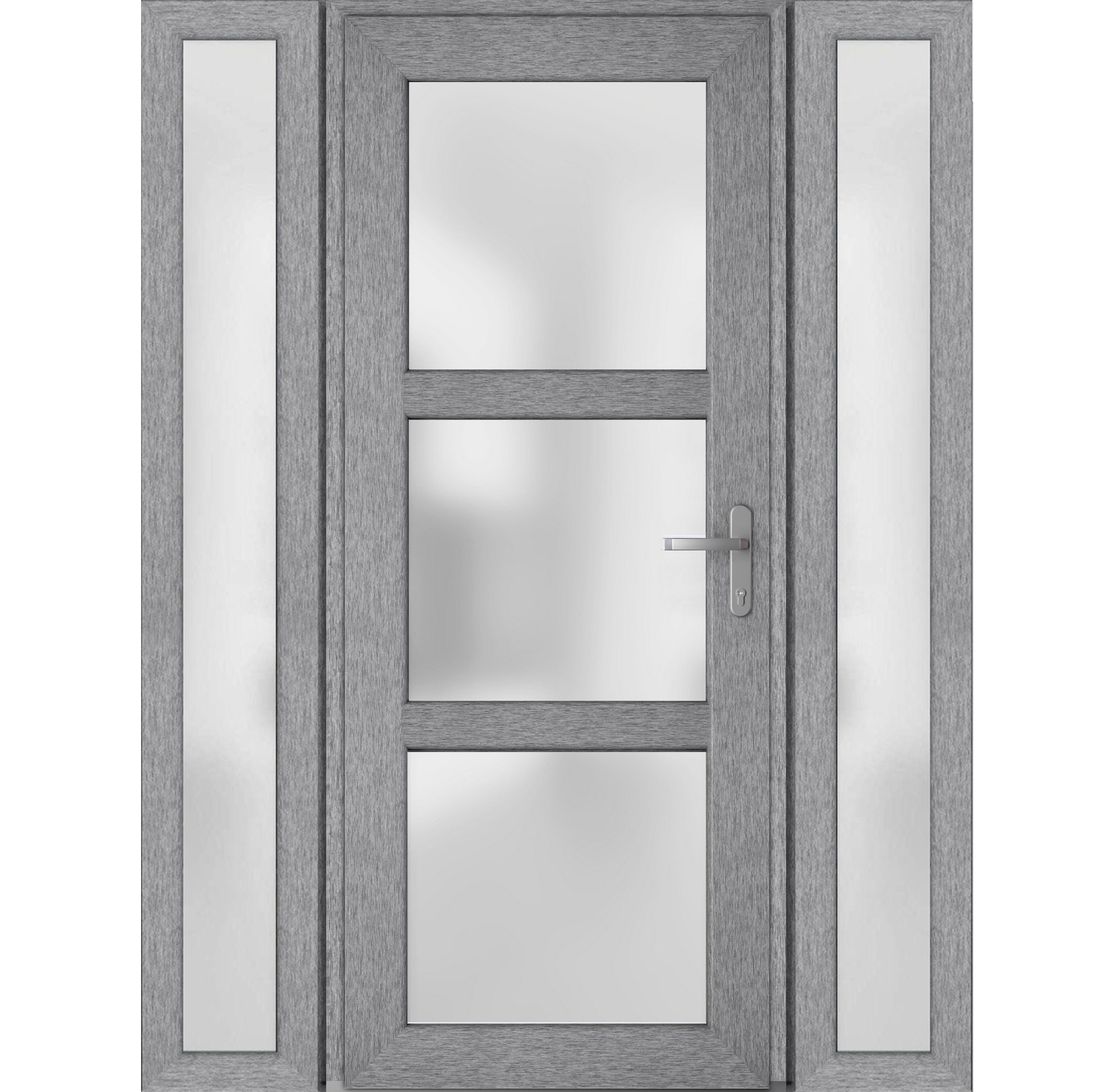 Front Exterior Prehung Metal-Plastic Door Frosted Glass / Manux 8552 ...
