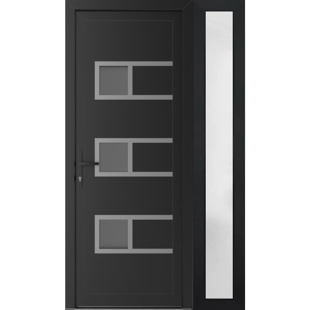 Front Exterior Prehung Metal-Plastic Door Frosted Glass | Manux 8933 ...
