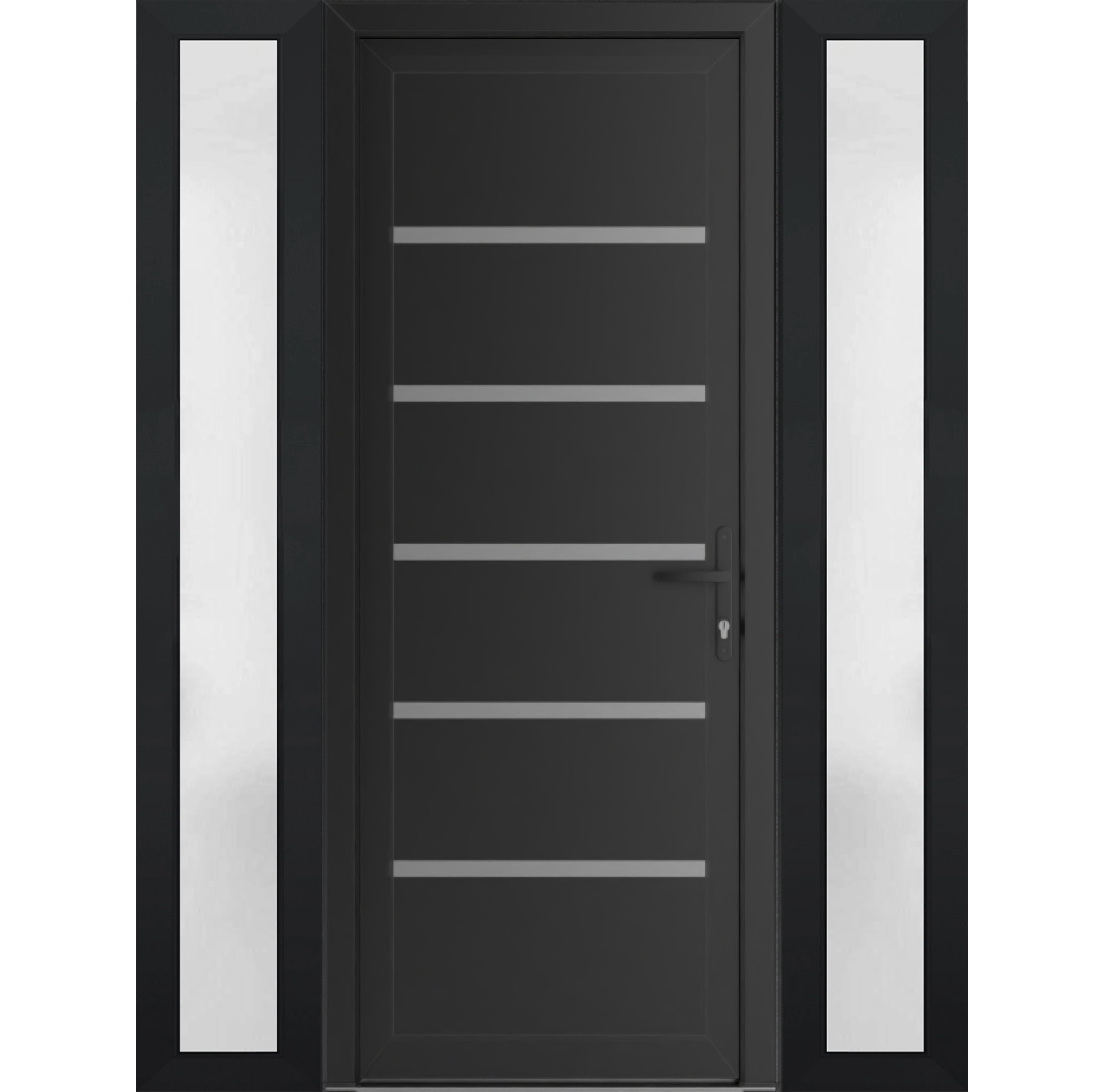 Front Exterior Prehung Metal-Plastic Door | Manux 8415 Matte Black | 2 ...