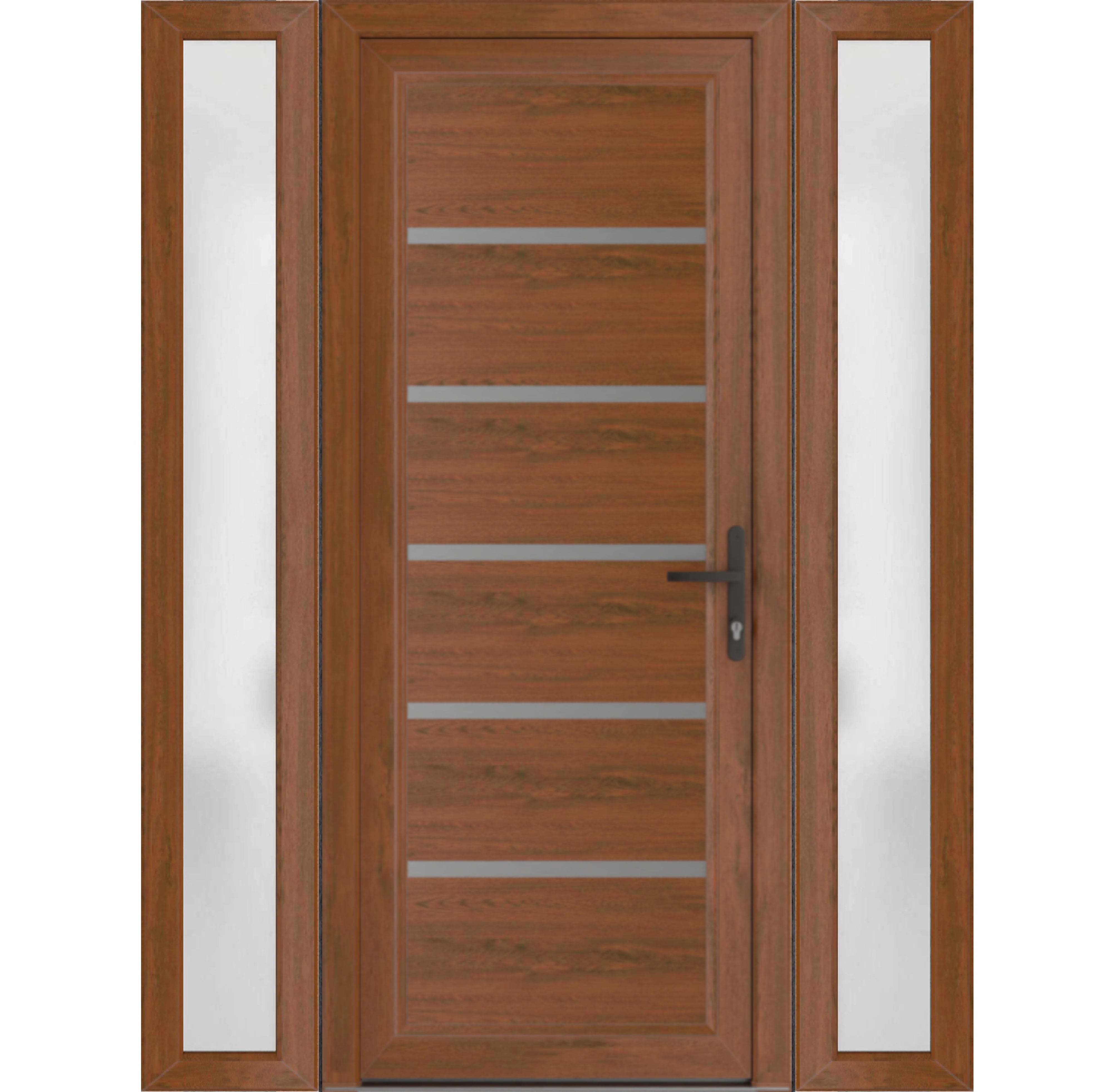 Front Exterior Prehung Metal-Plastic Door | Manux 8415 Walnut | 2 Side ...