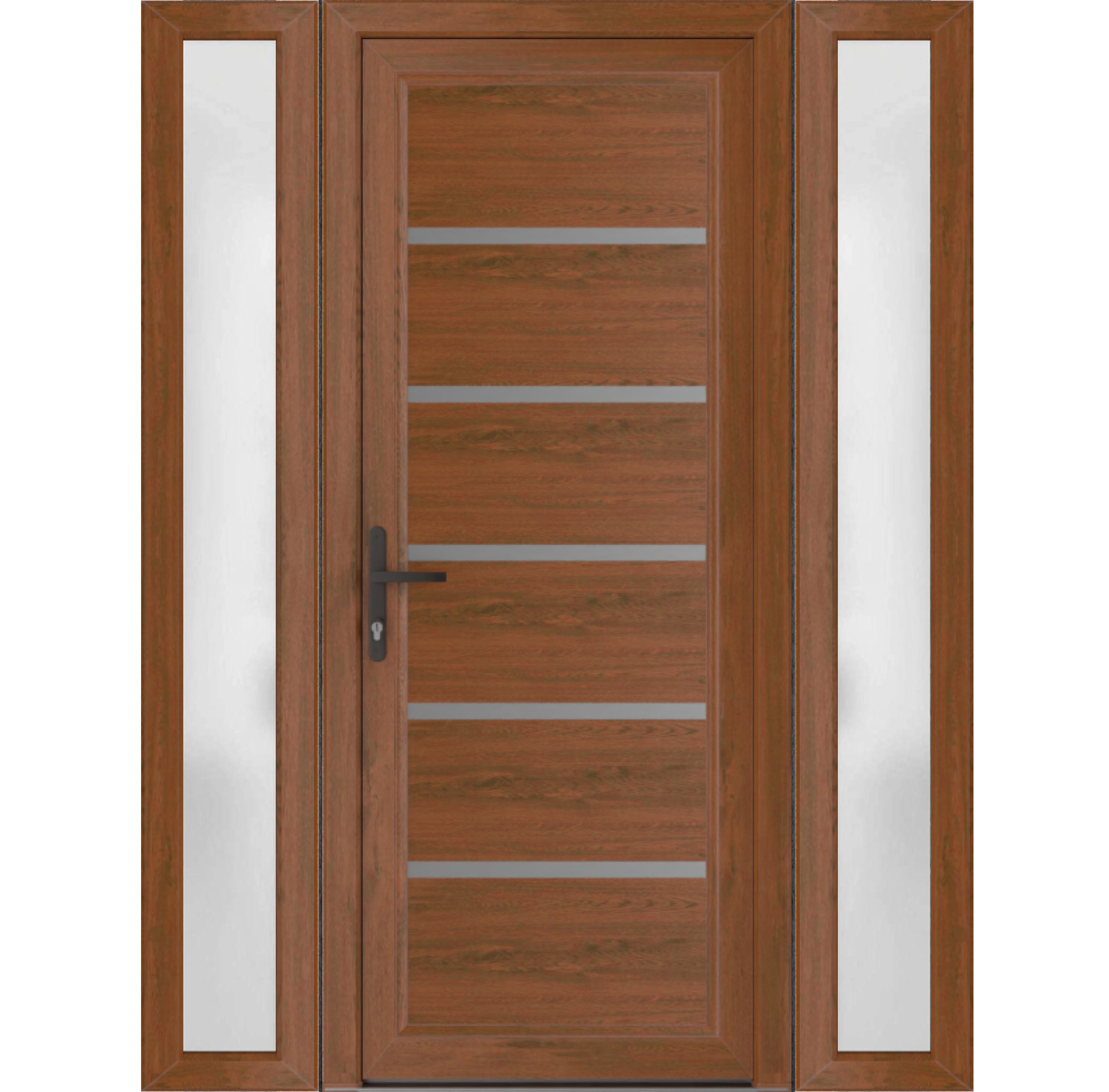 Front Exterior Prehung Metal-Plastic Door | Manux 8415 Walnut | 2 Side ...