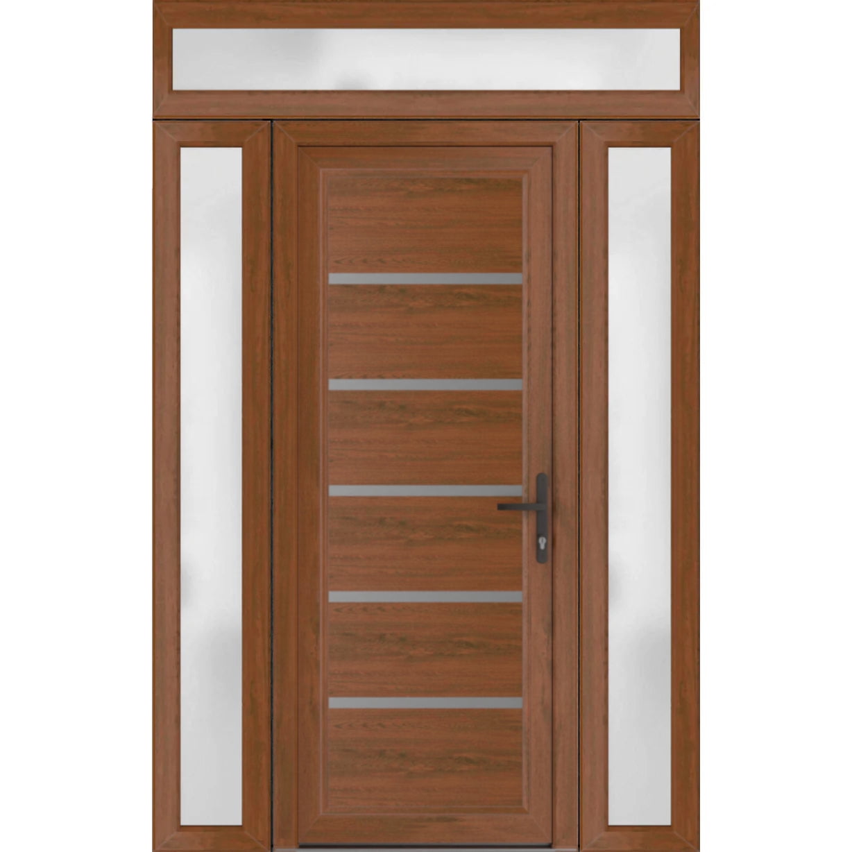 Front Exterior Prehung Metal-Plastic Door | Manux 8415 Walnut | 2 Side ...