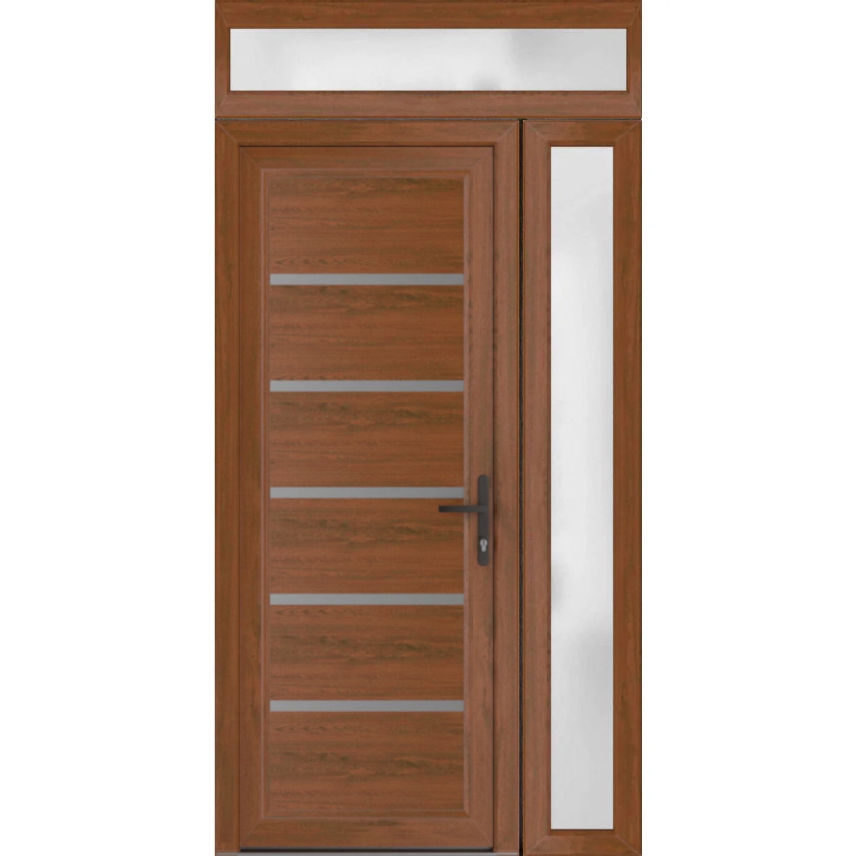 Front Exterior Prehung Metal-Plastic Door | Manux 8415 Walnut | Side ...