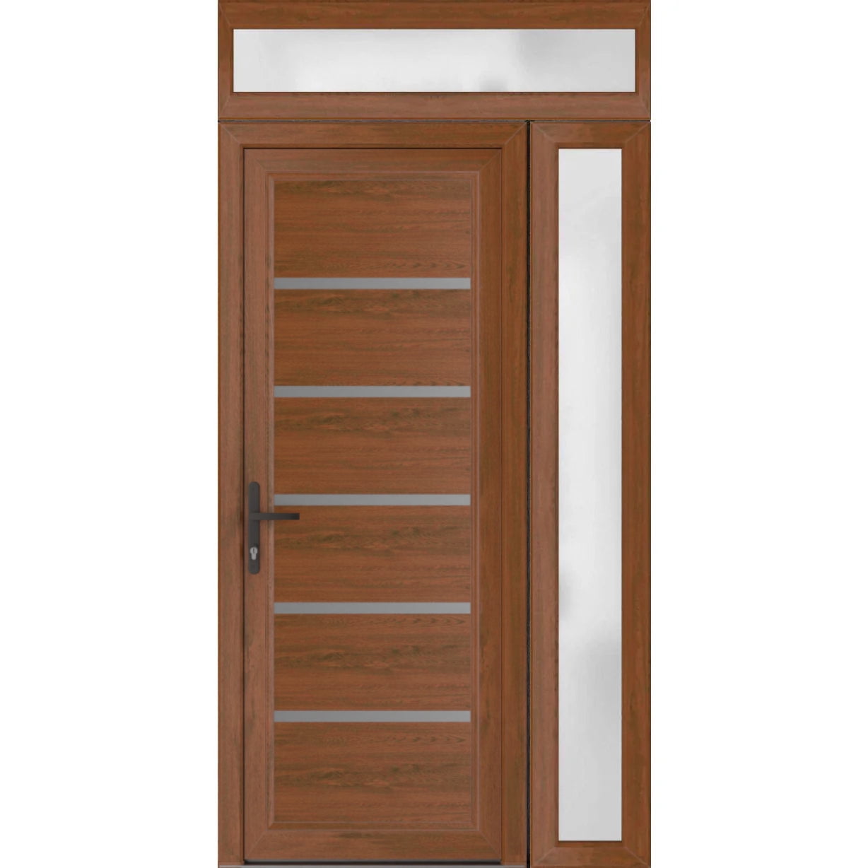 Front Exterior Prehung Metal-Plastic Door | Manux 8415 Walnut | Side ...