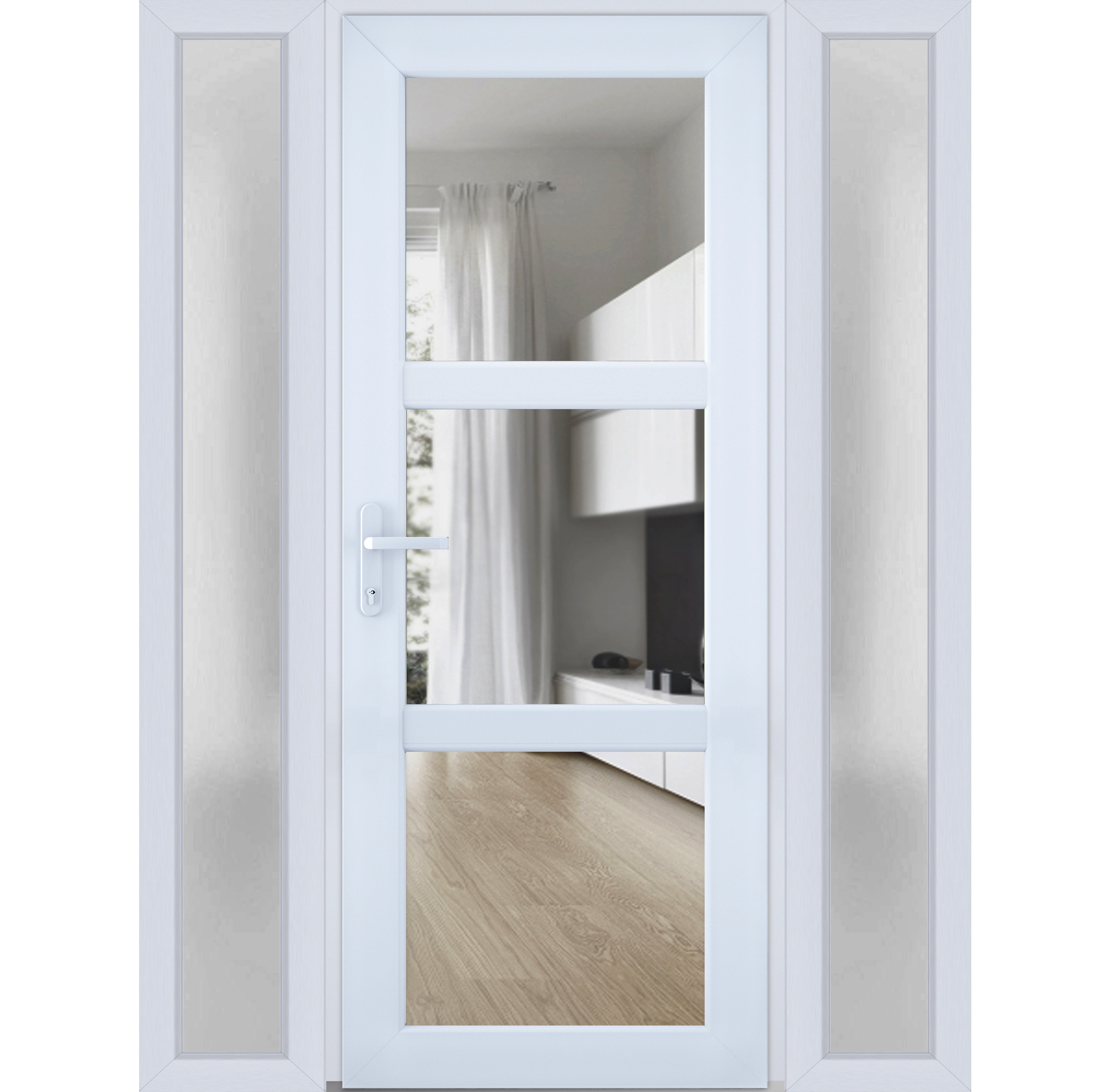 Front Exterior Prehung Metal-Plastic Door See-through / Manux 8555 / 2 ...