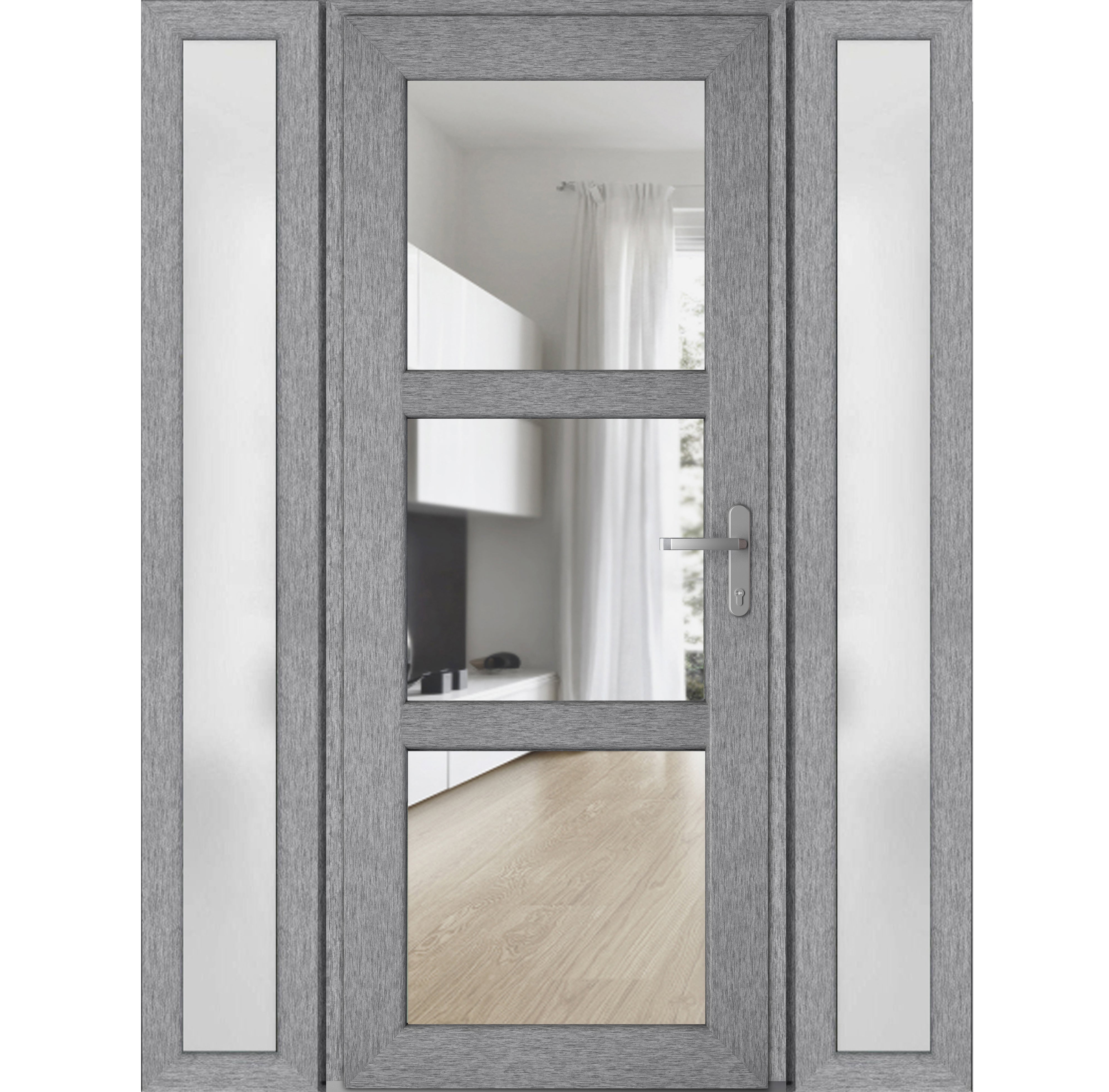 Front Exterior Prehung Metal-Plastic Door See-through / Manux 8555 Grey ...