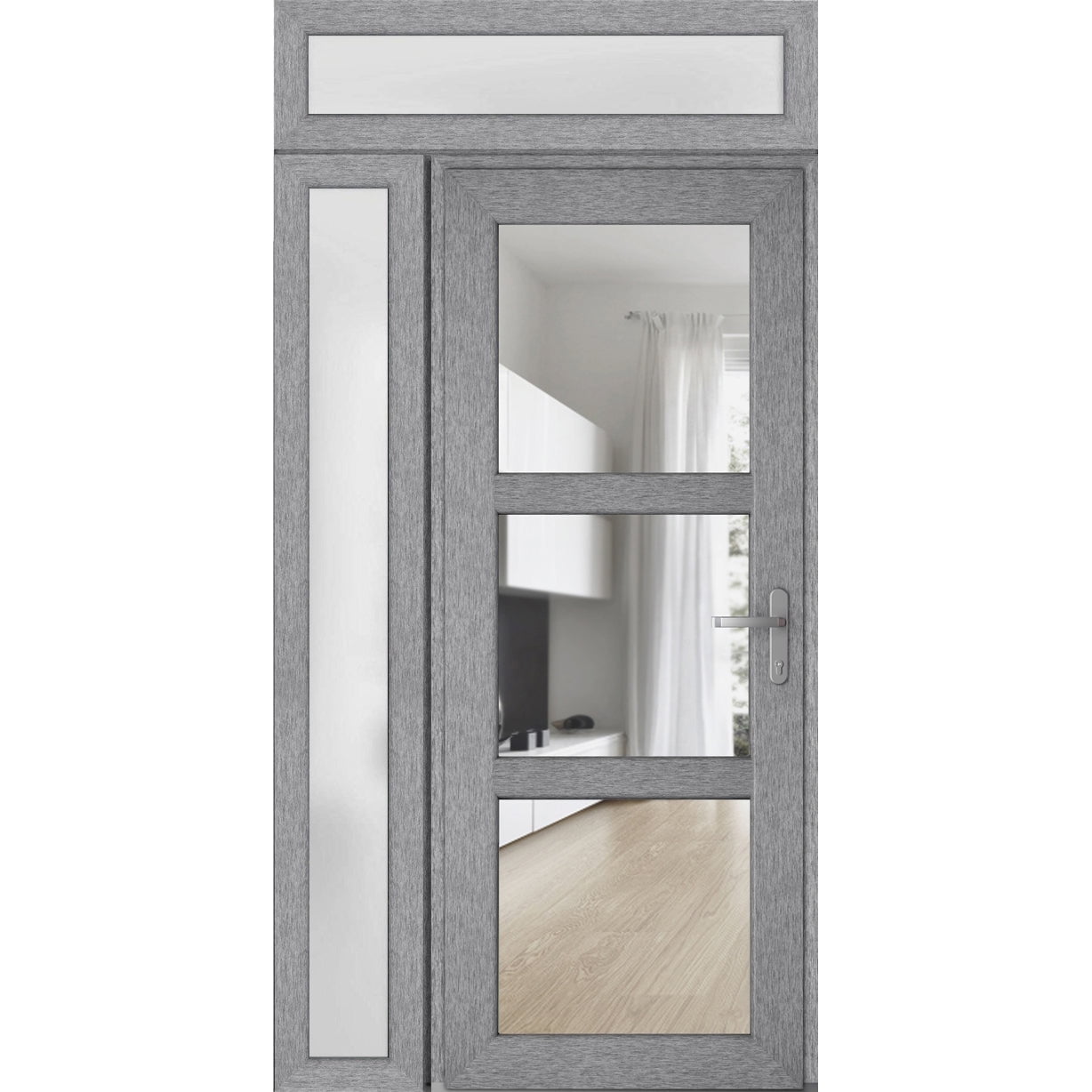 Front Exterior Prehung Metal-Plastic Door See-through / Manux 8555 Grey ...
