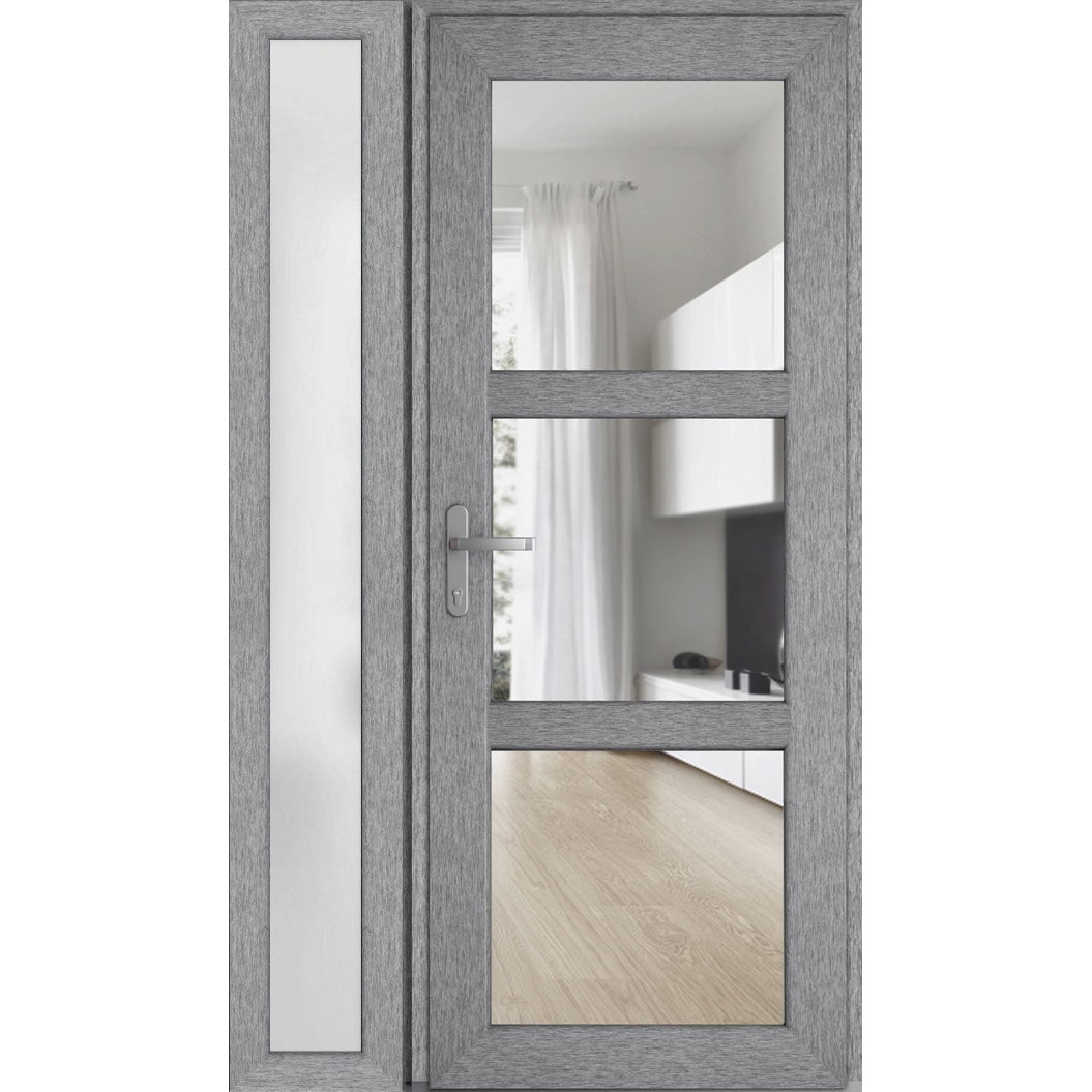 Front Exterior Prehung Metal-Plastic Door See-through / Manux 8555 Grey ...