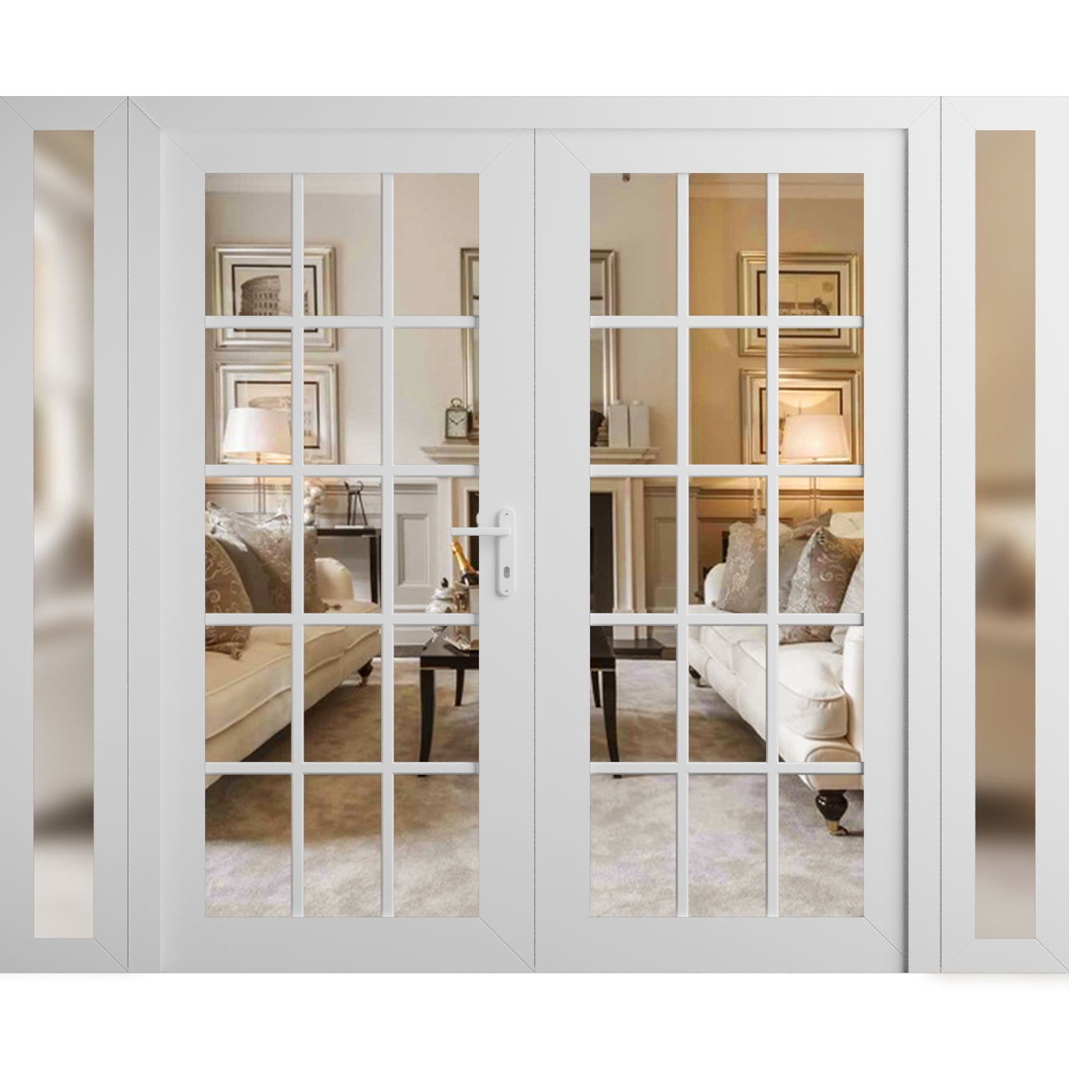 Front Exterior Prehung Metal-Plastic Double Doors Clear Glass / MANUX ...