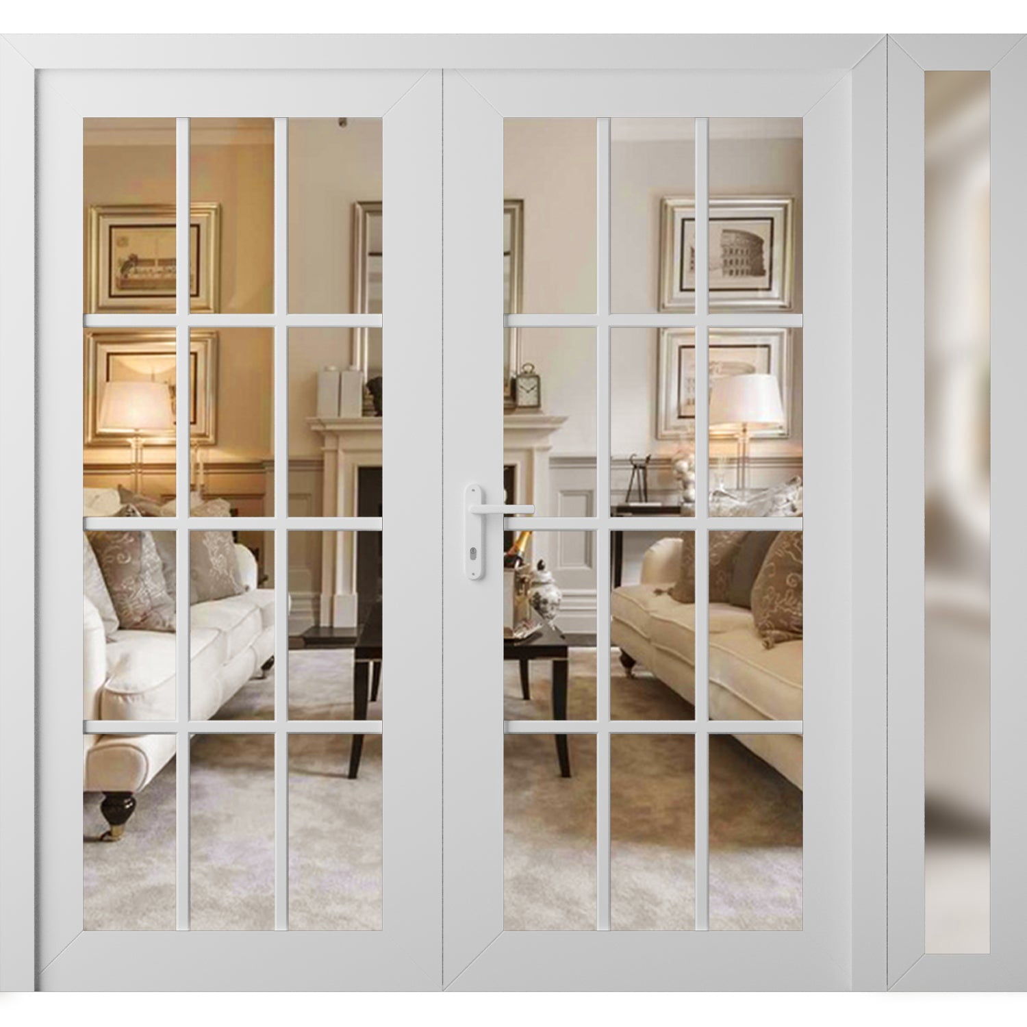 Front Exterior Prehung Metal-Plastic Double Doors Clear Glass / MANUX ...