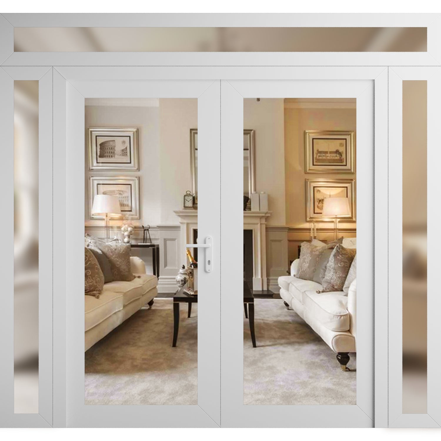Front Exterior Prehung Metal-Plastic Double Doors Clear Glass / MANUX ...