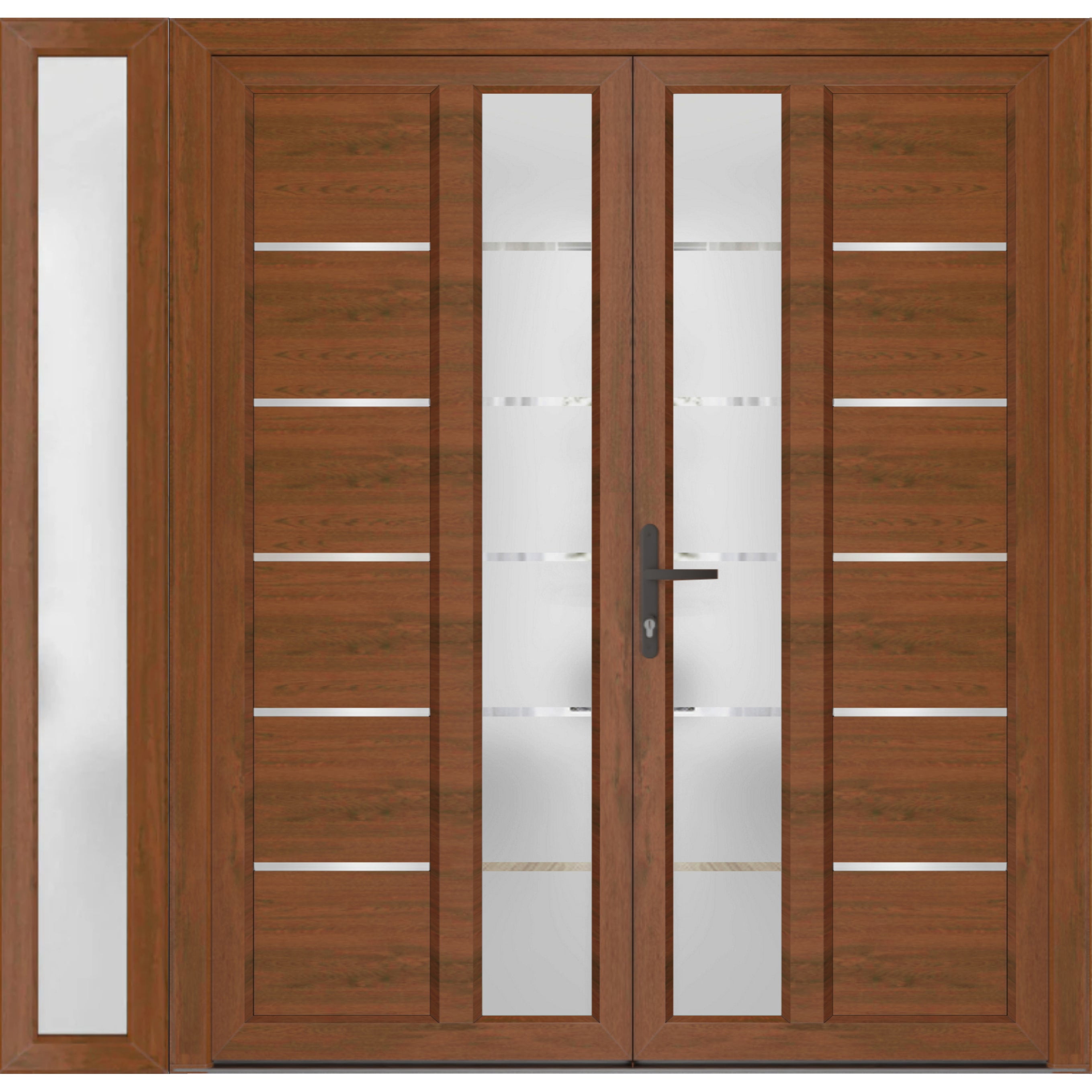 Front Exterior Prehung Metal-Plastic Double Doors / MANUX 8088 Walnut ...