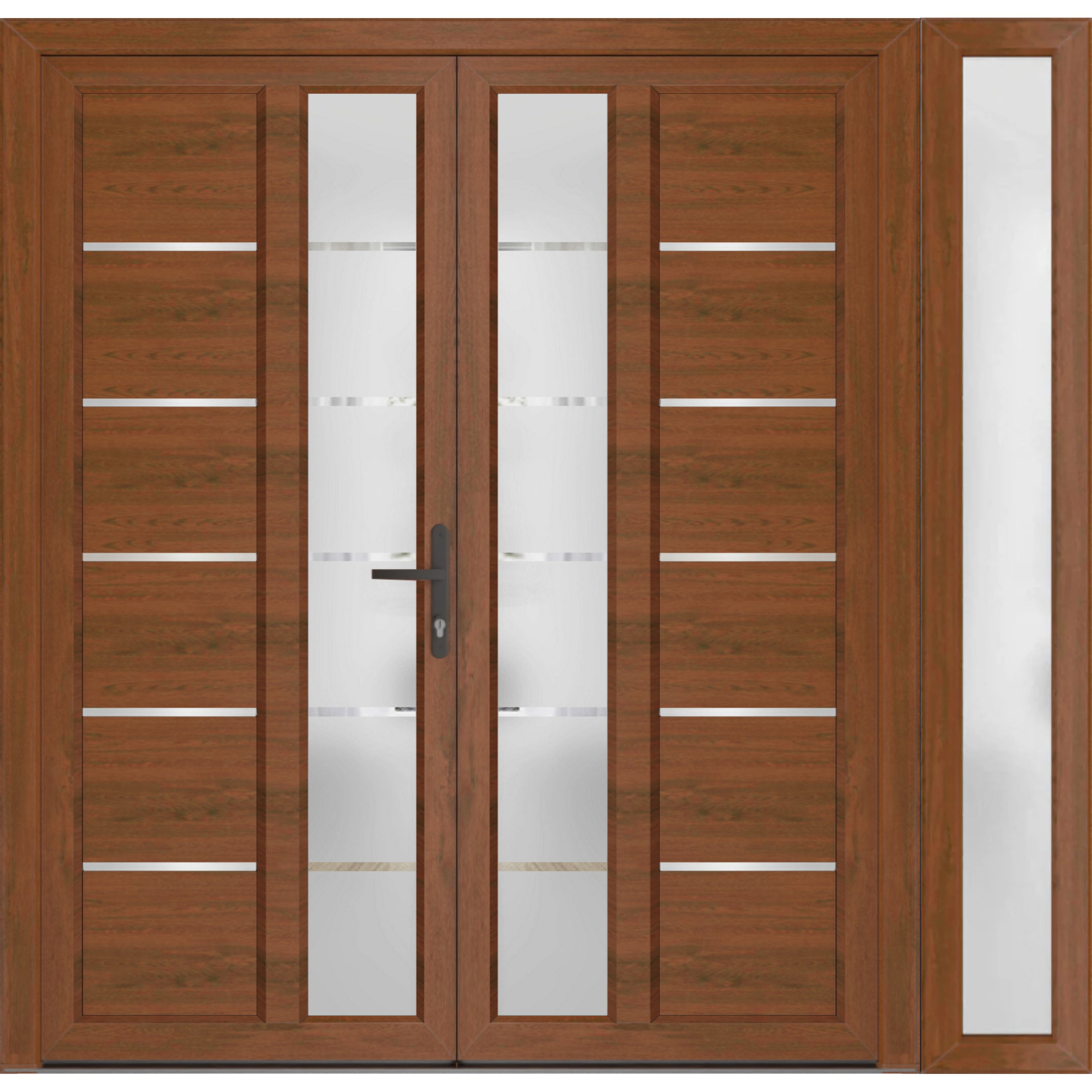 Front Exterior Prehung Metal-Plastic Double Doors / MANUX 8088 Walnut ...