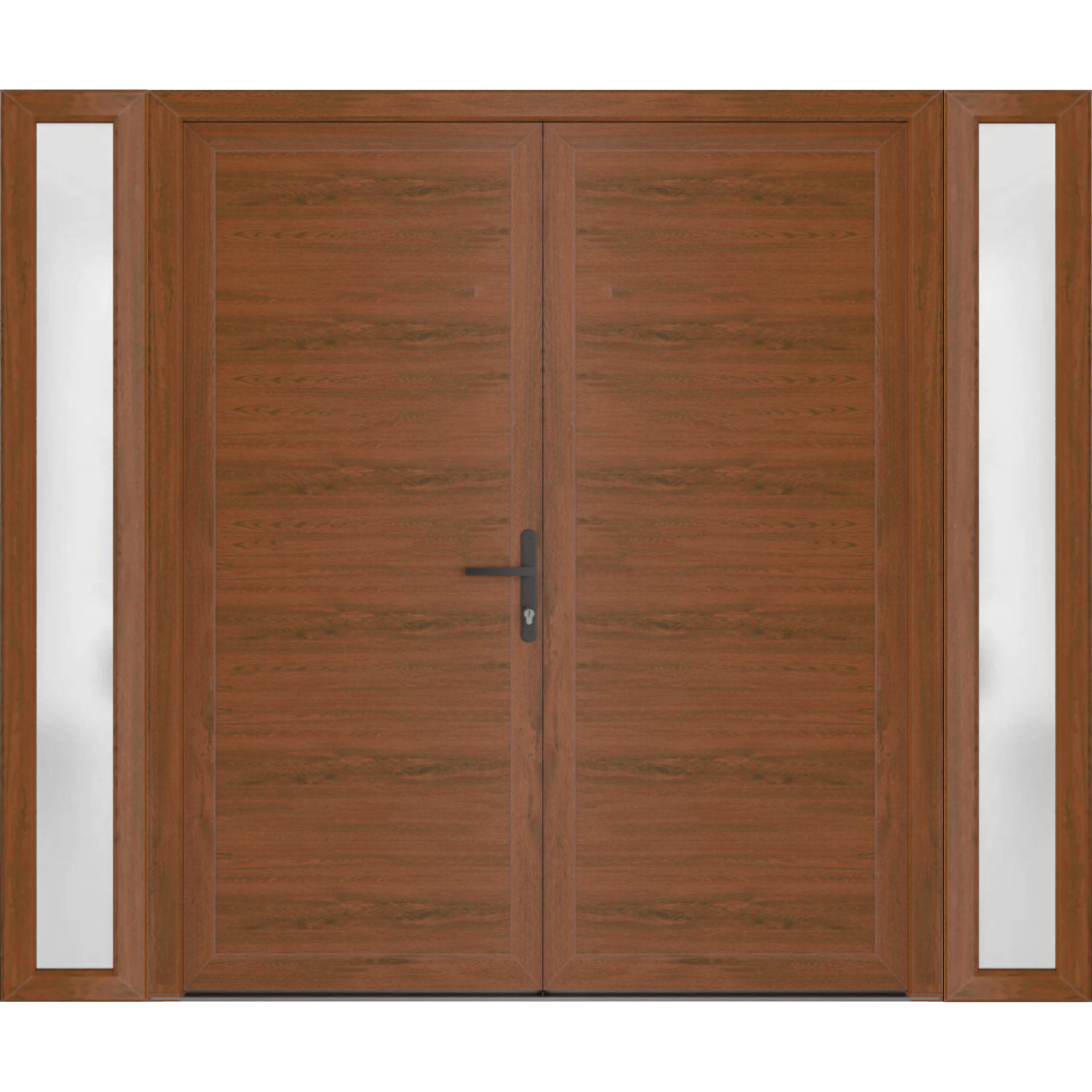 Front Exterior Prehung Metal-Plastic Double Doors / MANUX 8111 Walnut ...