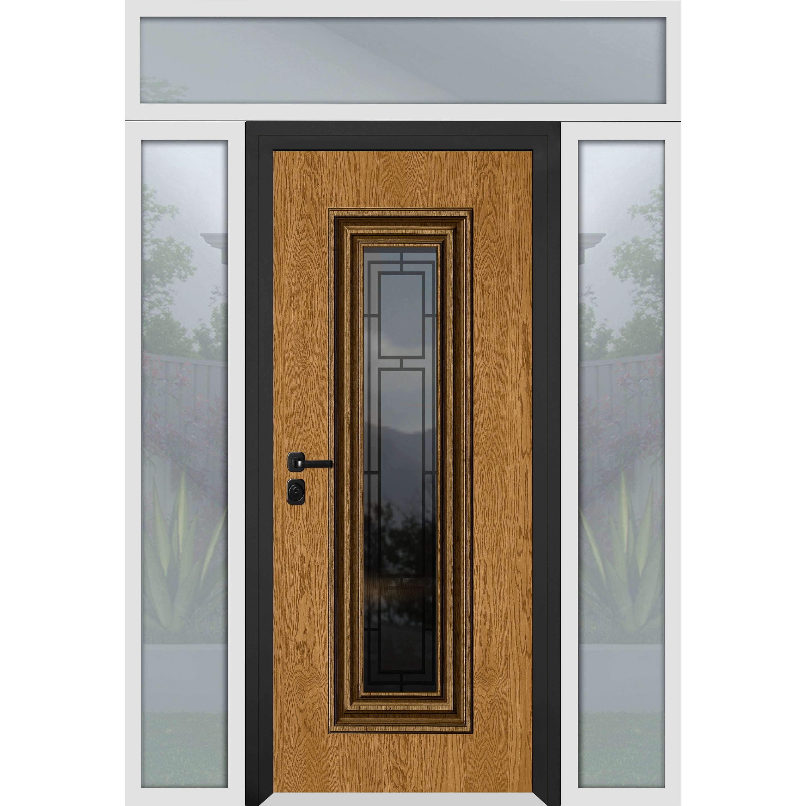 Front Exterior Prehung Steel Door / Ballucio 6644 Natural Oak / 2 Side ...