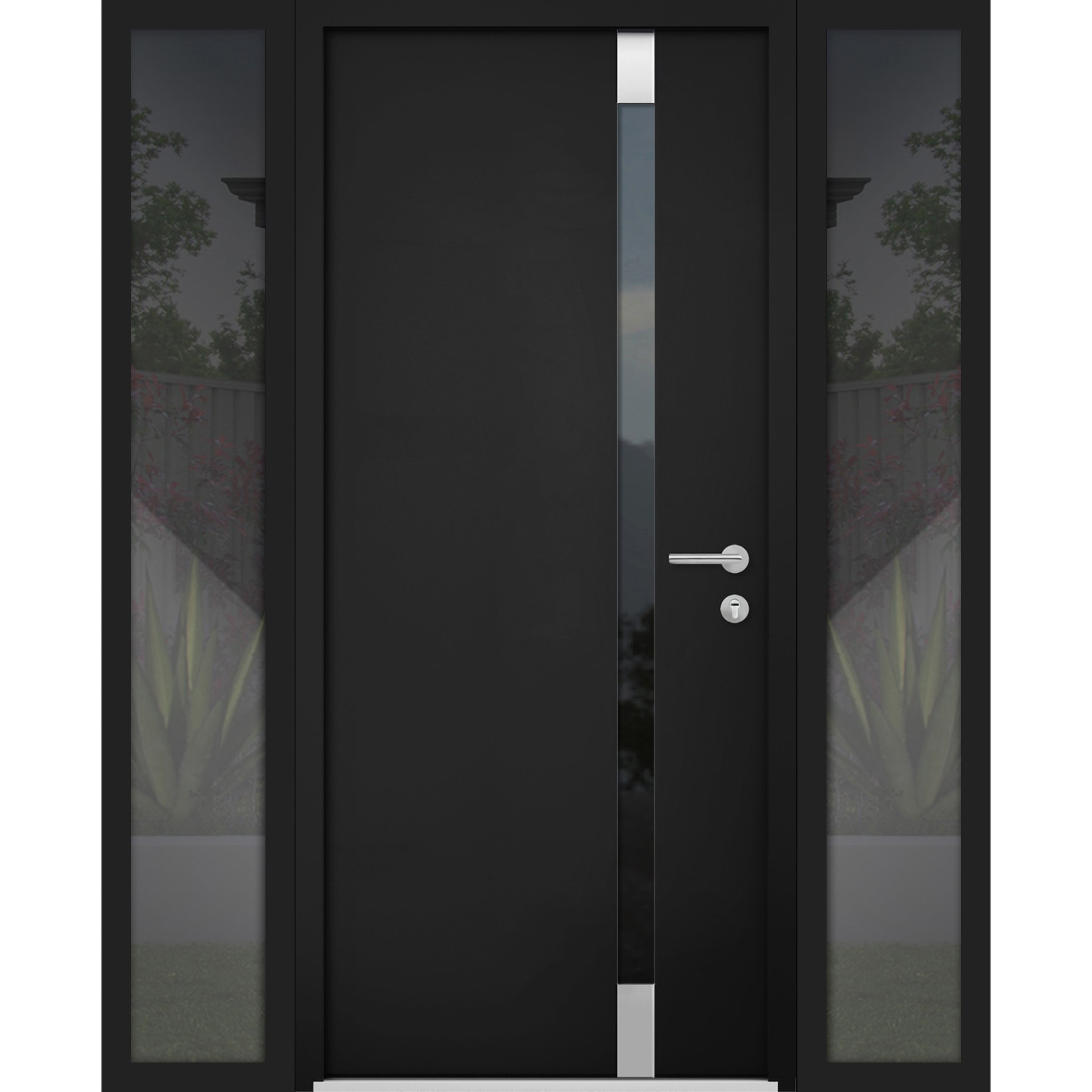 Front Exterior Prehung Steel Door / Cynex 6777 Black / 2 Side Exterior ...