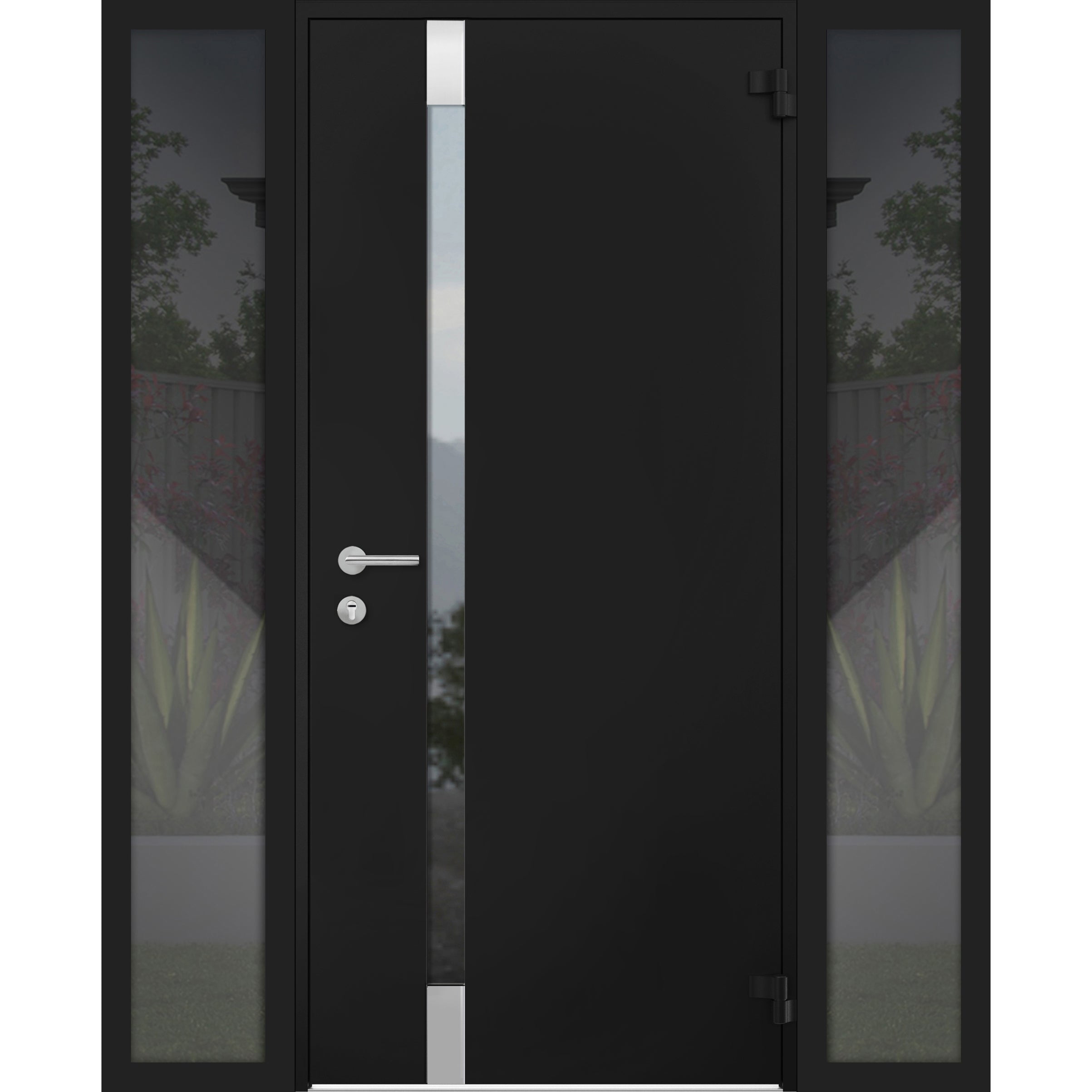 Front Exterior Prehung Steel Door / Cynex 6777 Black / 2 Side Exterior ...