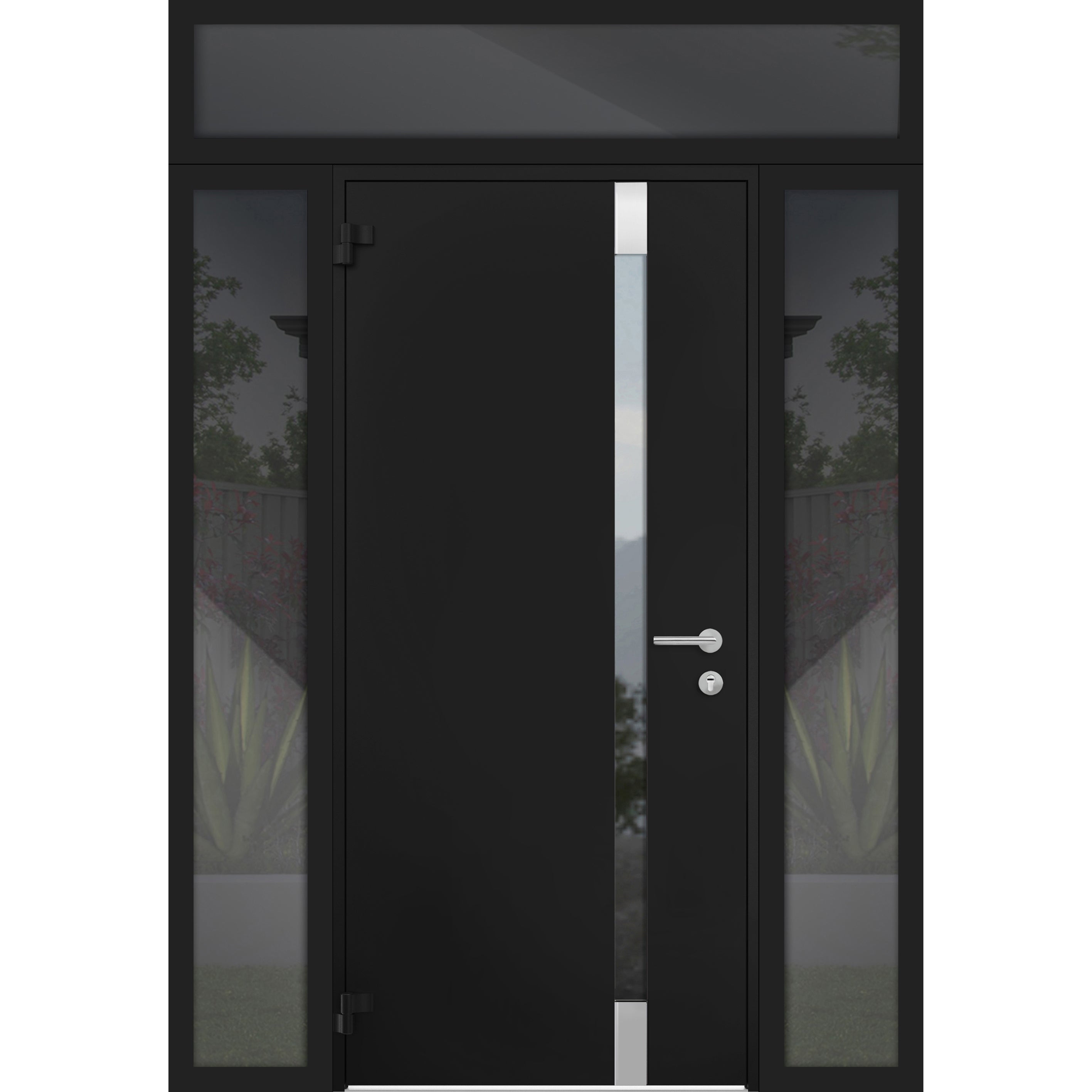 Front Exterior Prehung Steel Door / Cynex 6777 Black / 2 Side and Top ...
