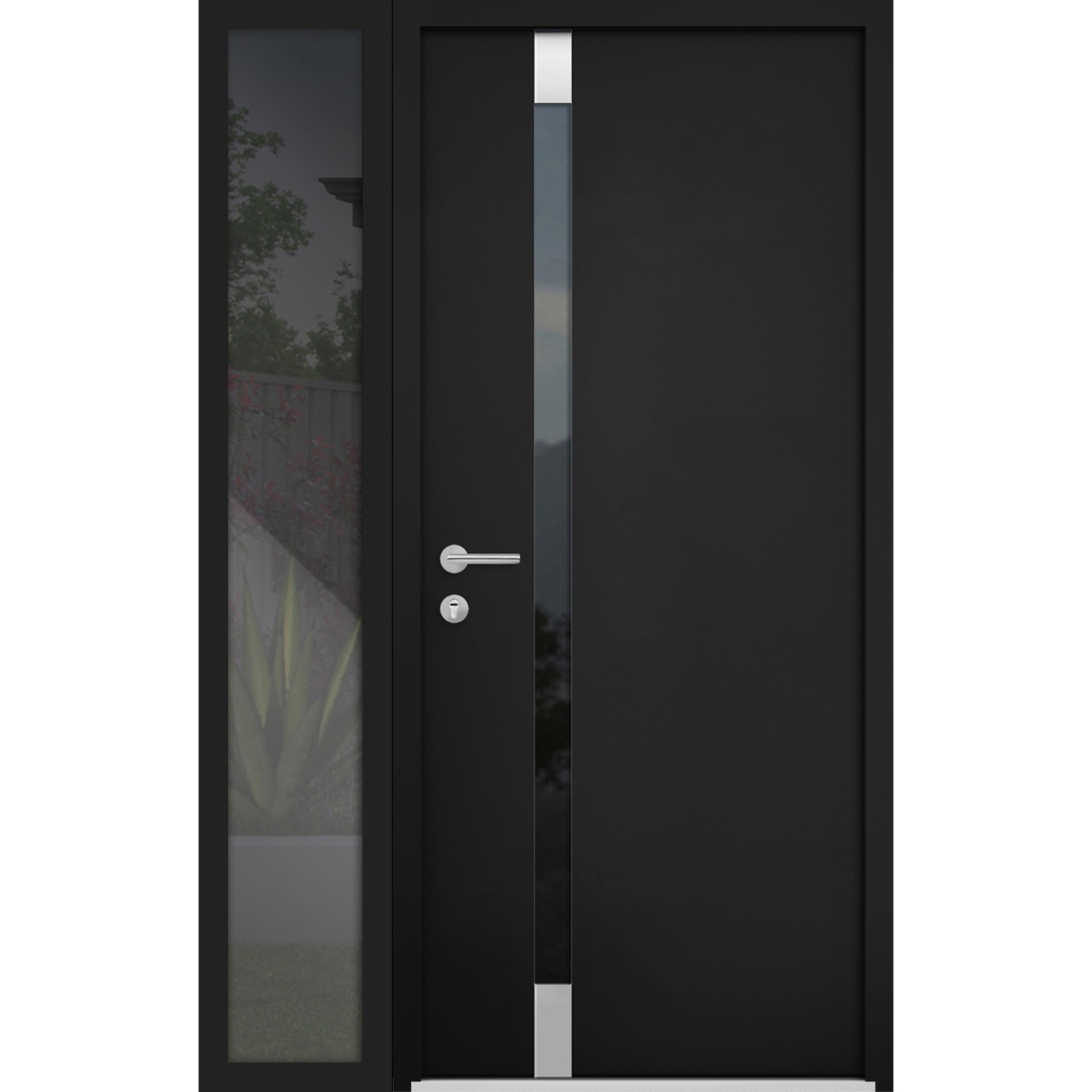 Front Exterior Prehung Steel Door / Cynex 6777 Black / Side Exterior ...