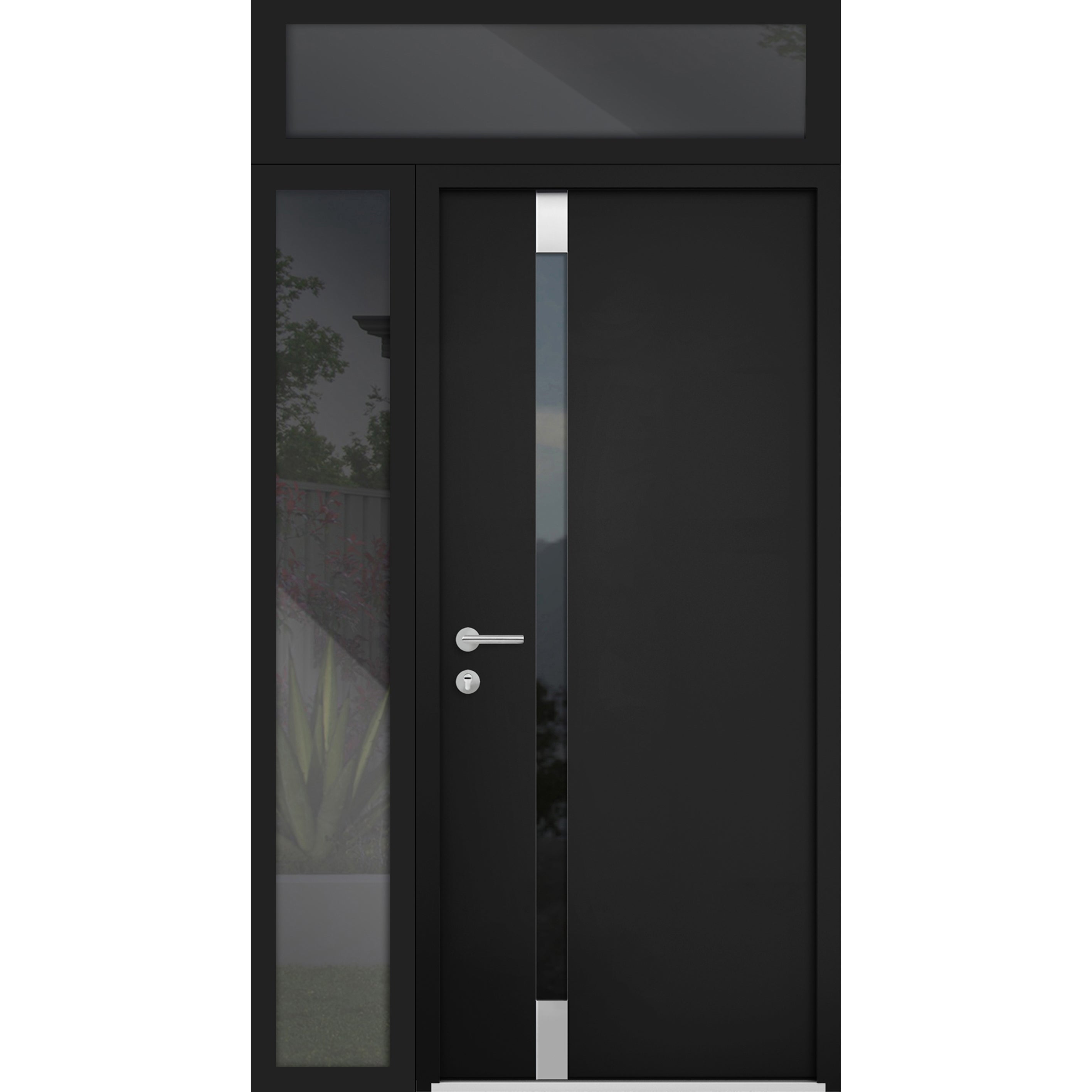 Front Exterior Prehung Steel Door / Cynex 6777 Black / Side and Top ...