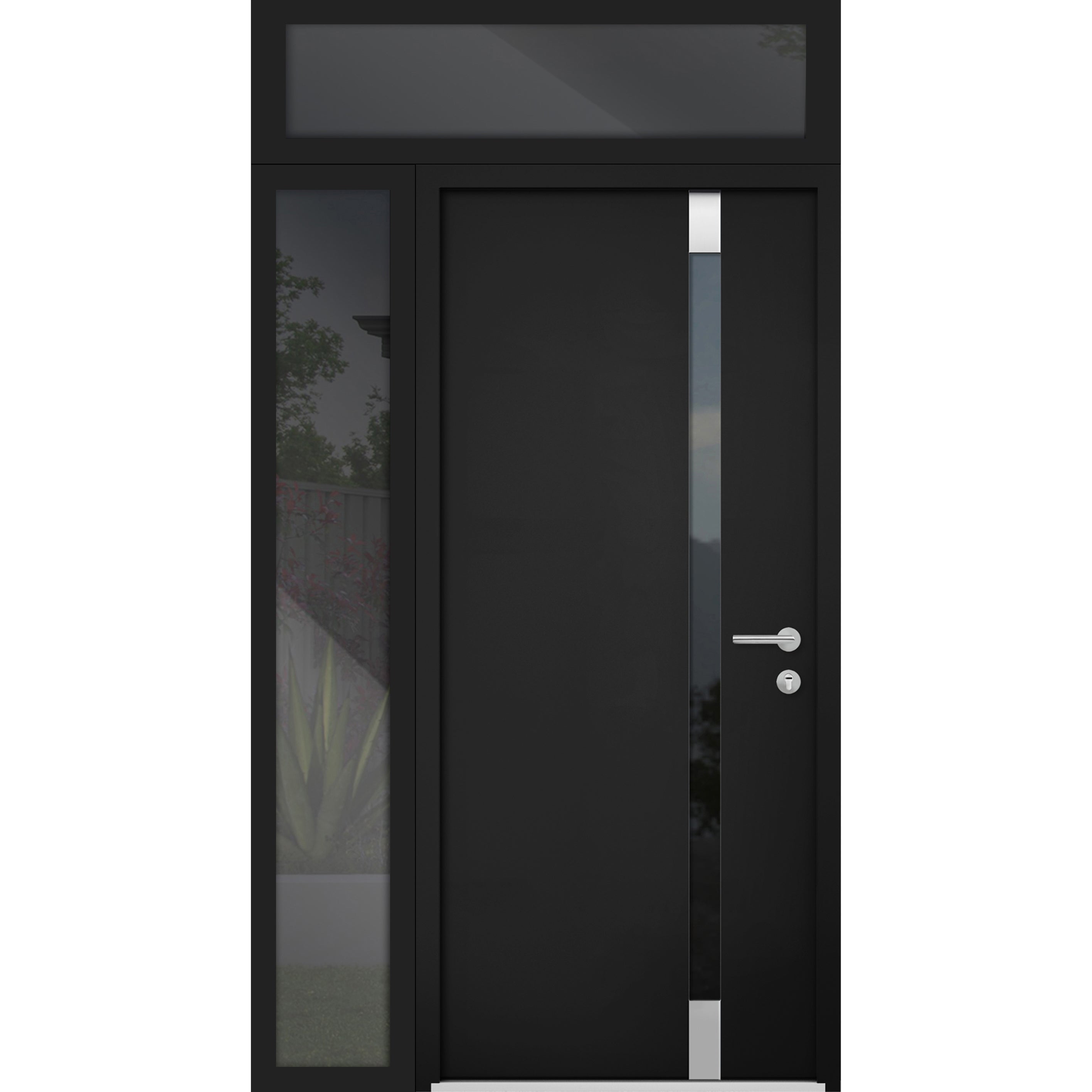 Front Exterior Prehung Steel Door / Cynex 6777 Black / Side and Top ...