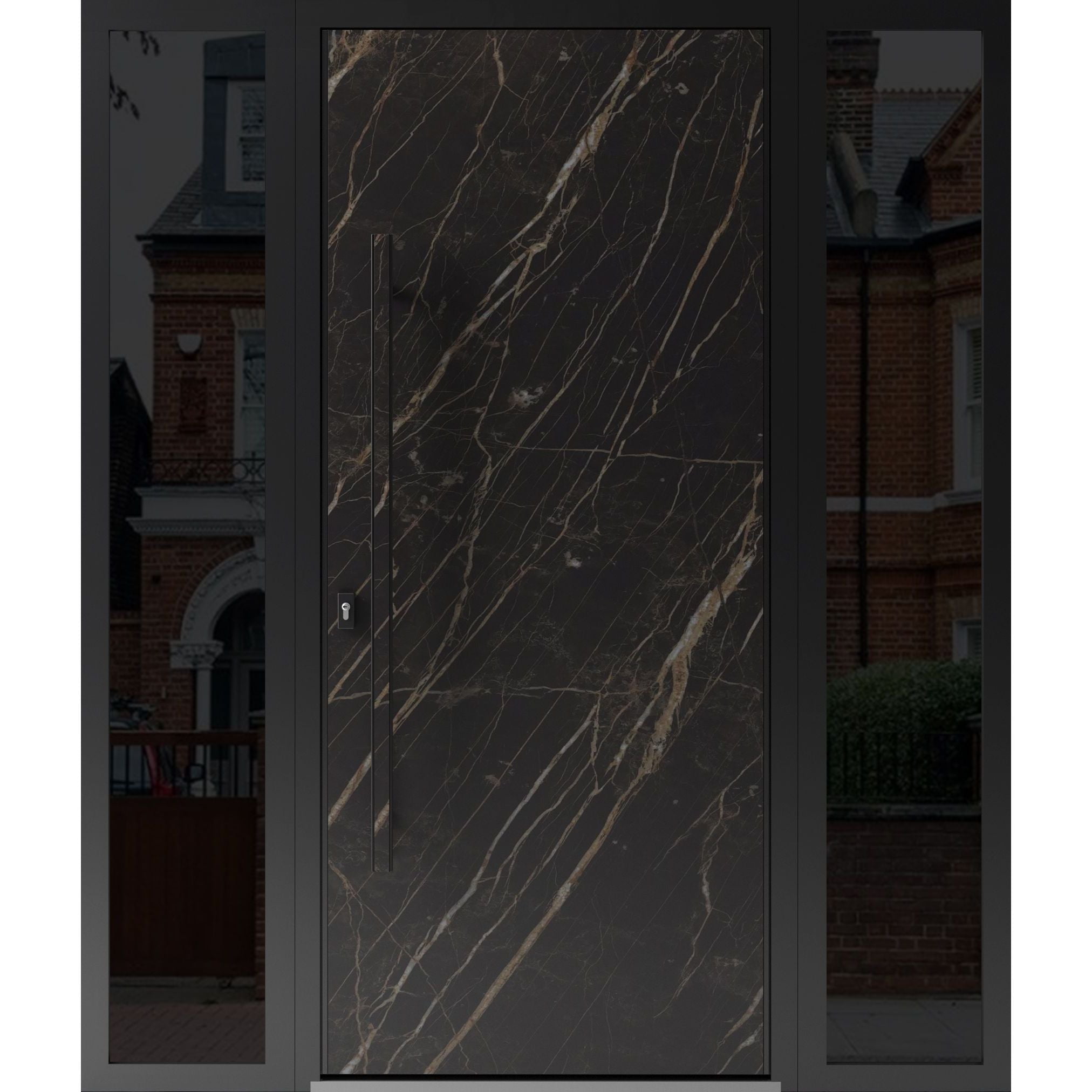 Front Exterior Prehung Steel Door / Dekton 0118 Natural Noir / 2 Side ...