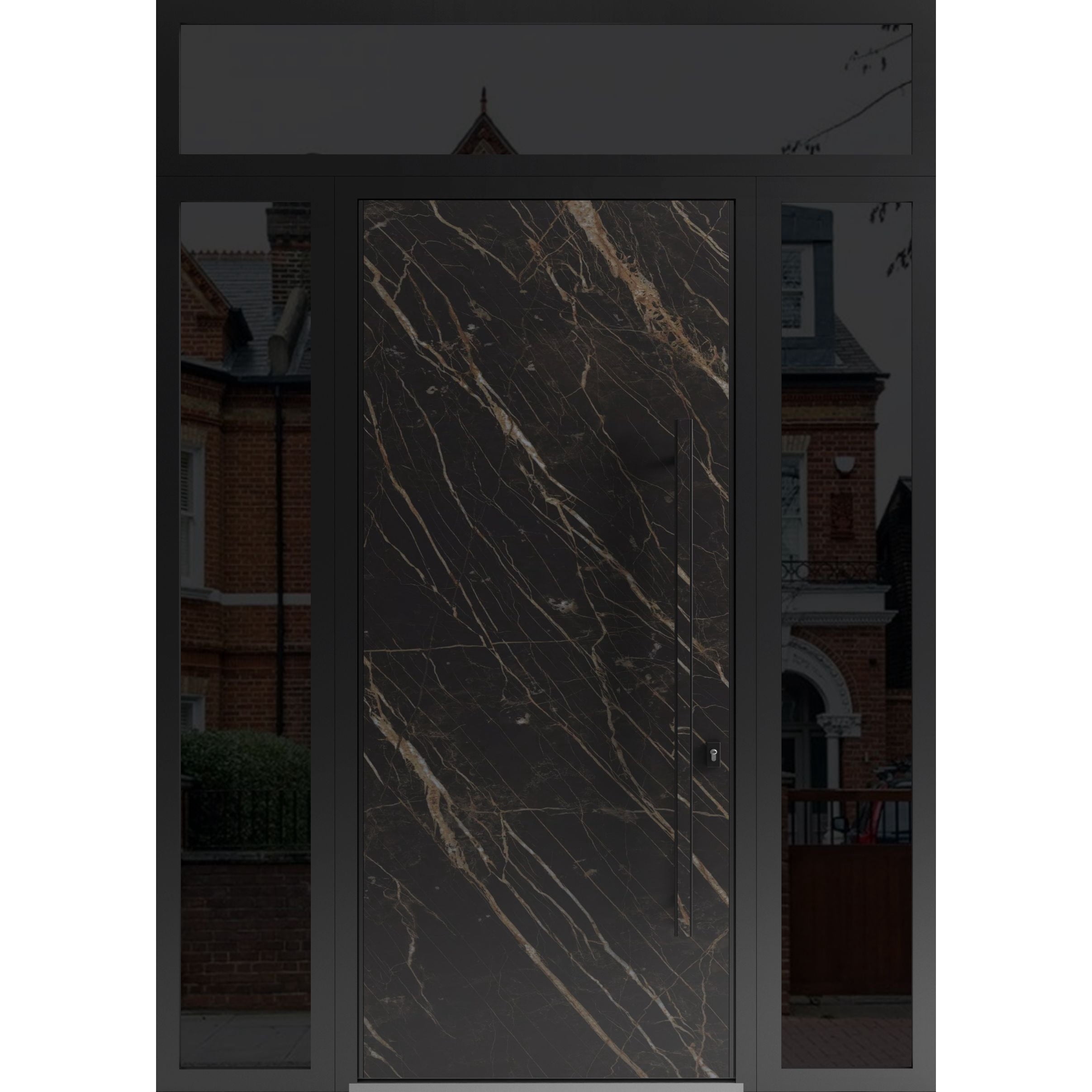 Front Exterior Prehung Steel Door / Dekton 0118 Natural Noir / 2 Side ...