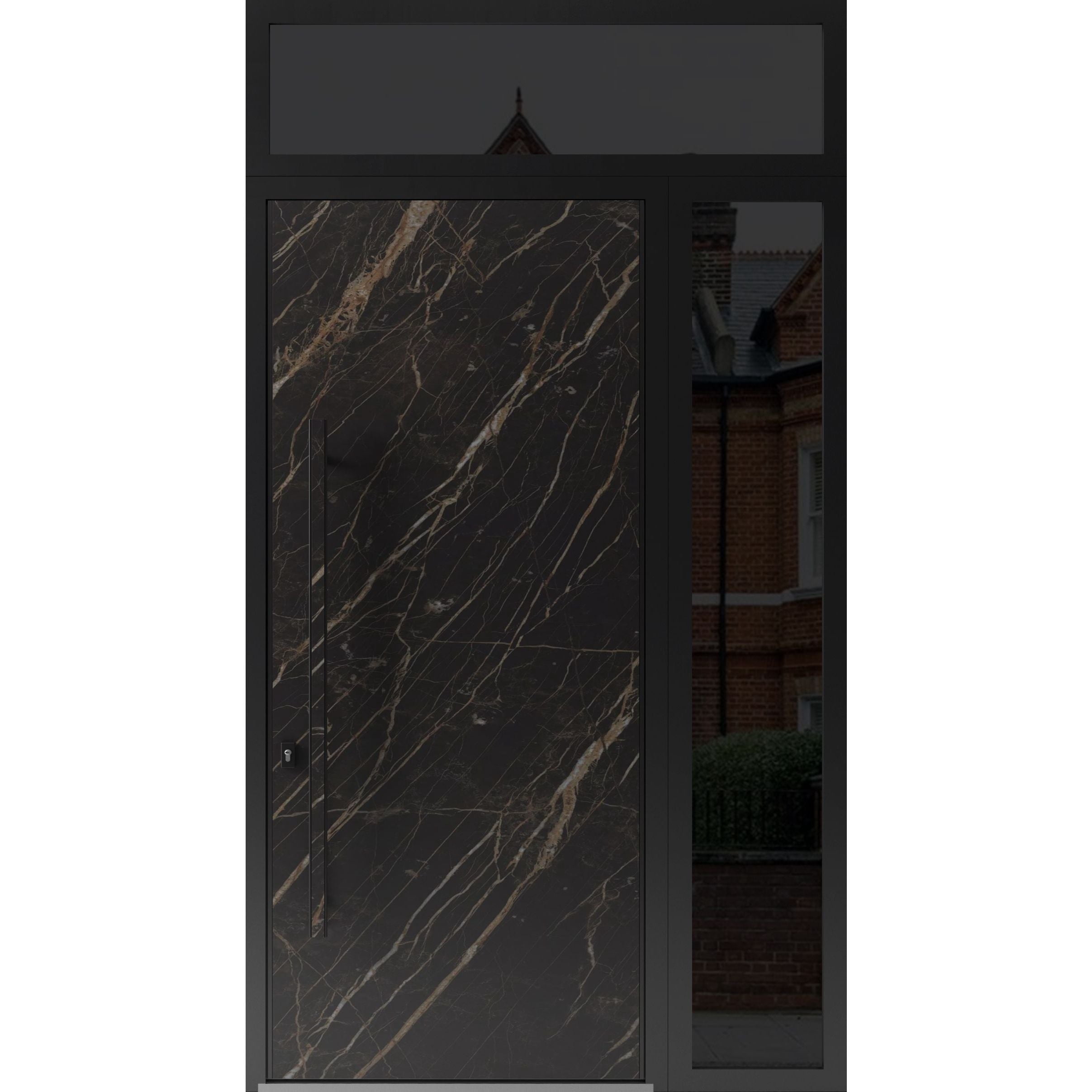 Front Exterior Prehung Steel Door / Dekton 0118 Natural Noir / Side and ...