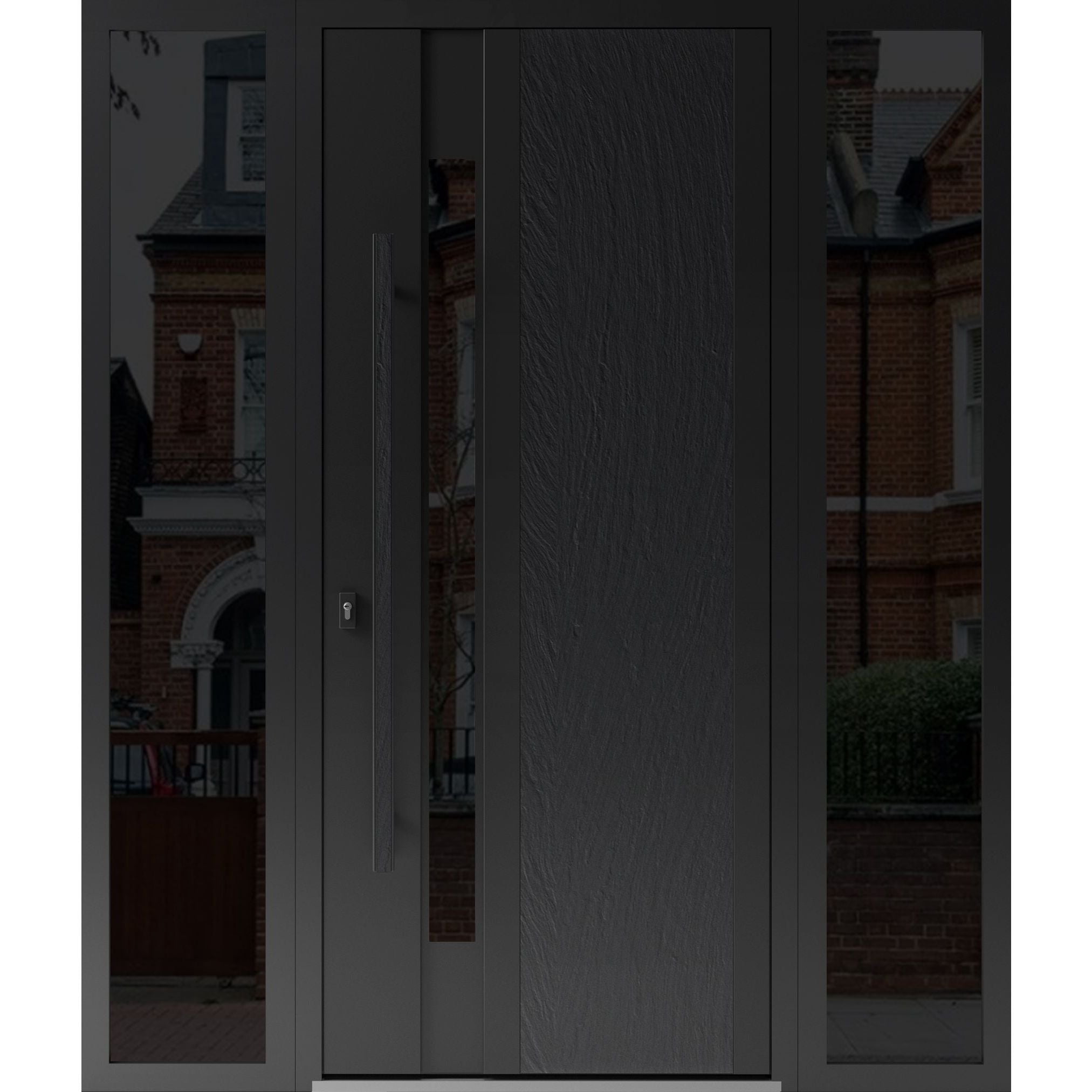 Front Exterior Prehung Steel Door / Dekton 0163 Ardesia Nero / 2 Side ...