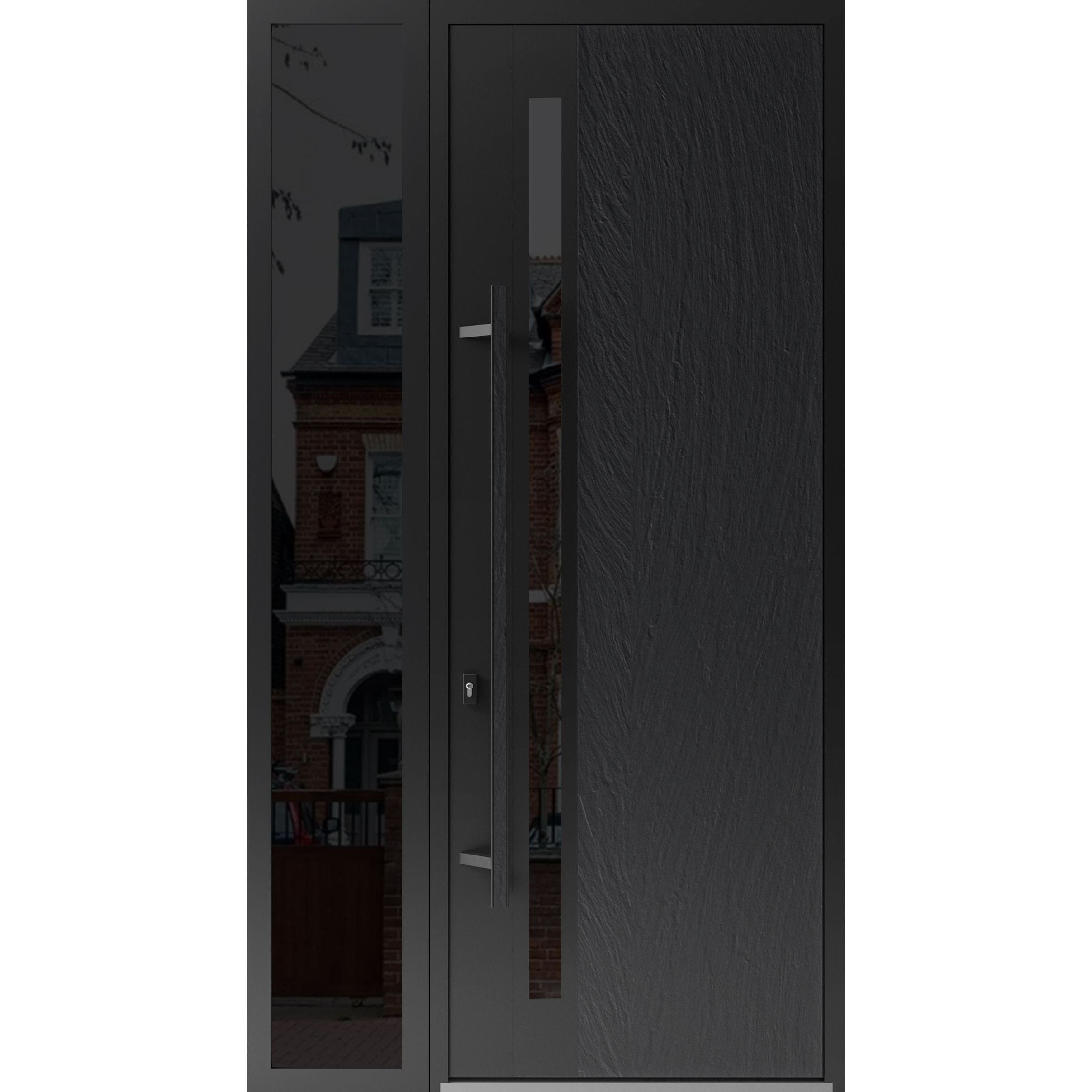 Front Exterior Prehung Steel Door / Dekton 0163 Ardesia Nero / Side ...