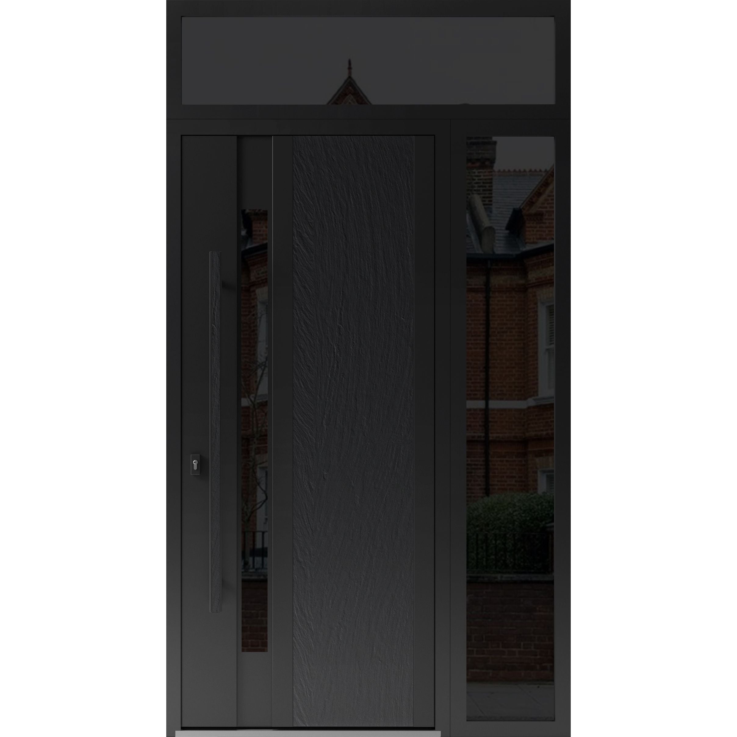 Front Exterior Prehung Steel Door / Dekton 0163 Ardesia Nero / Side and ...